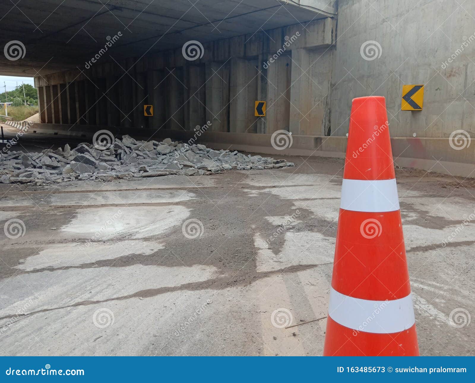 Red Plastic Rubber Cones Placed To Prevent Danger Stock Image - Image ...