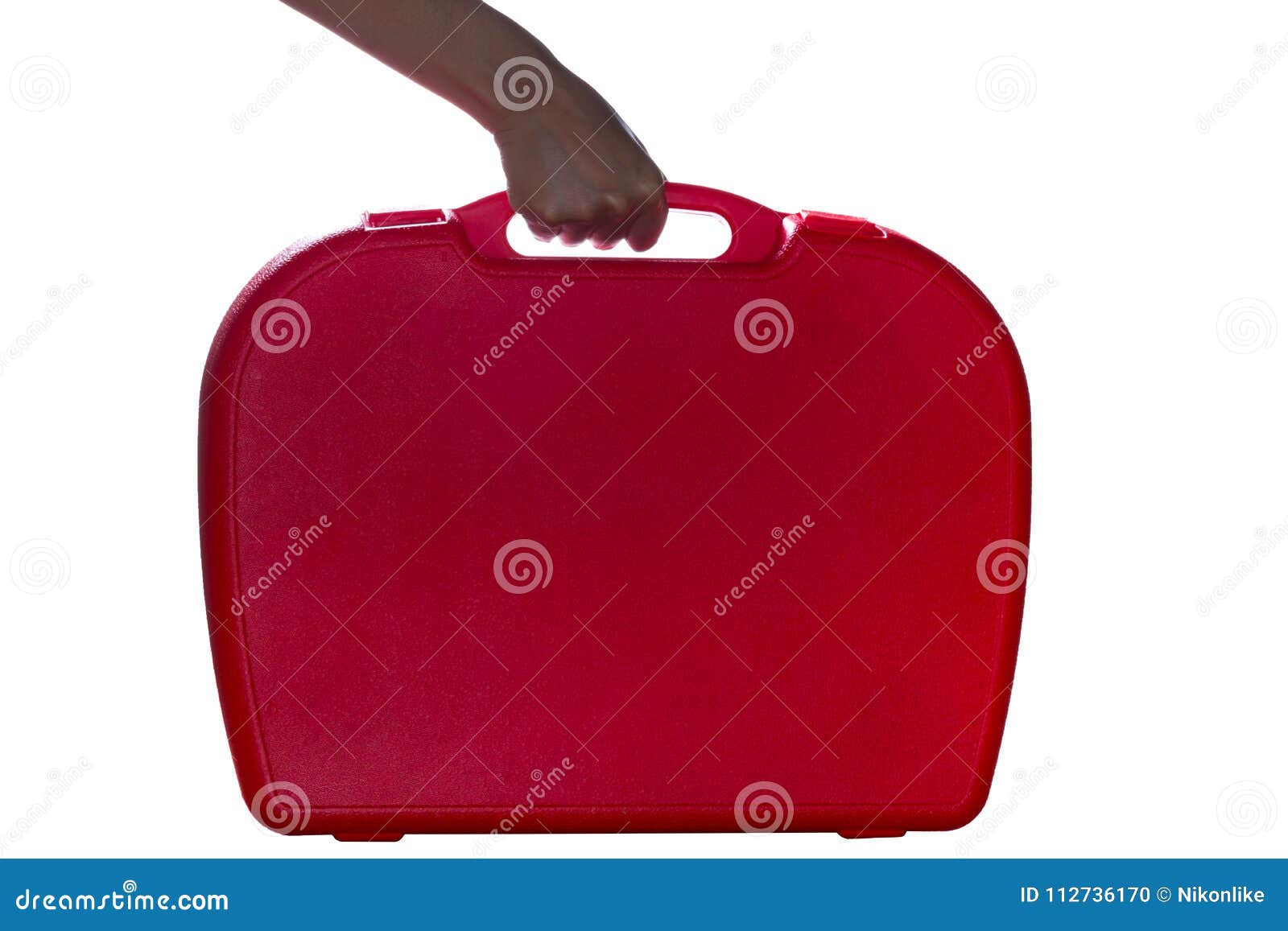 Red Plastic Safety Box Suitcase. Stock Photo - Image of gray, business ...