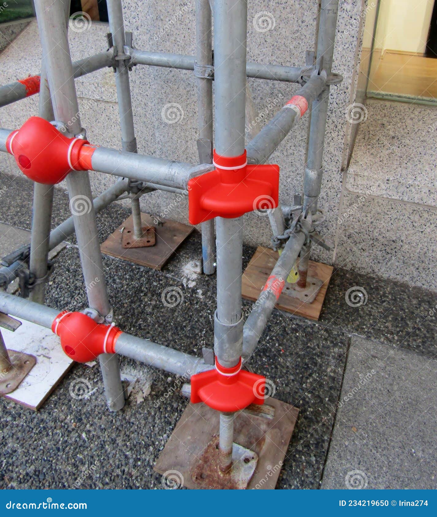 Red Plastic Scaffolding Couplers Covers. Stock Photo - Image of ...