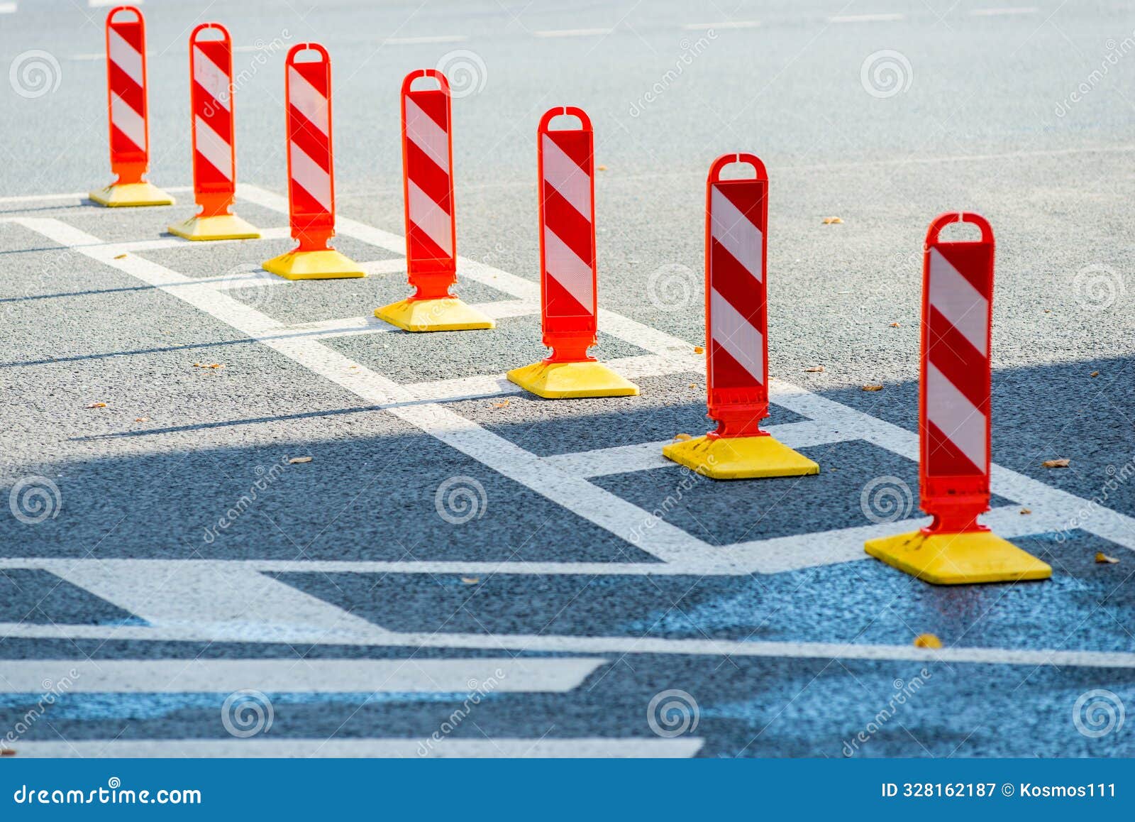 Red Plastic Signal Bollards with Reflective Elements Stock Image ...