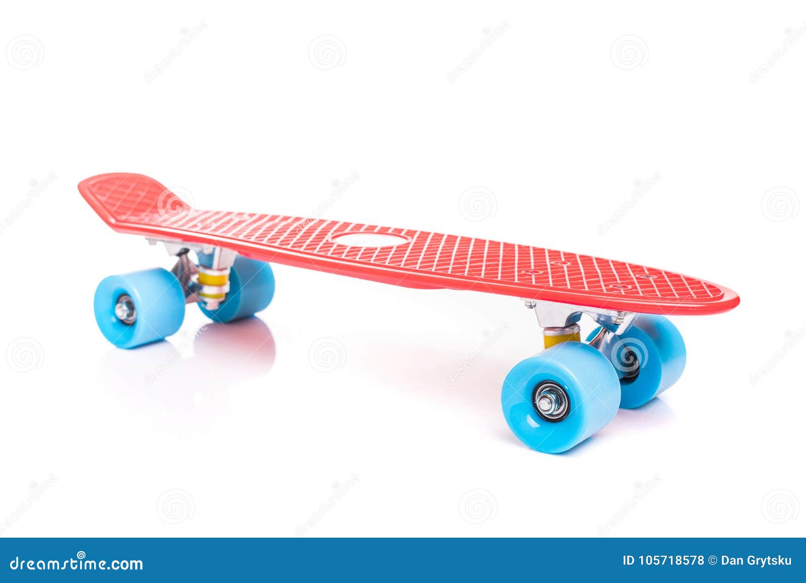 Red Plastic Skateboard on White Background Stock Photo - Image of ...