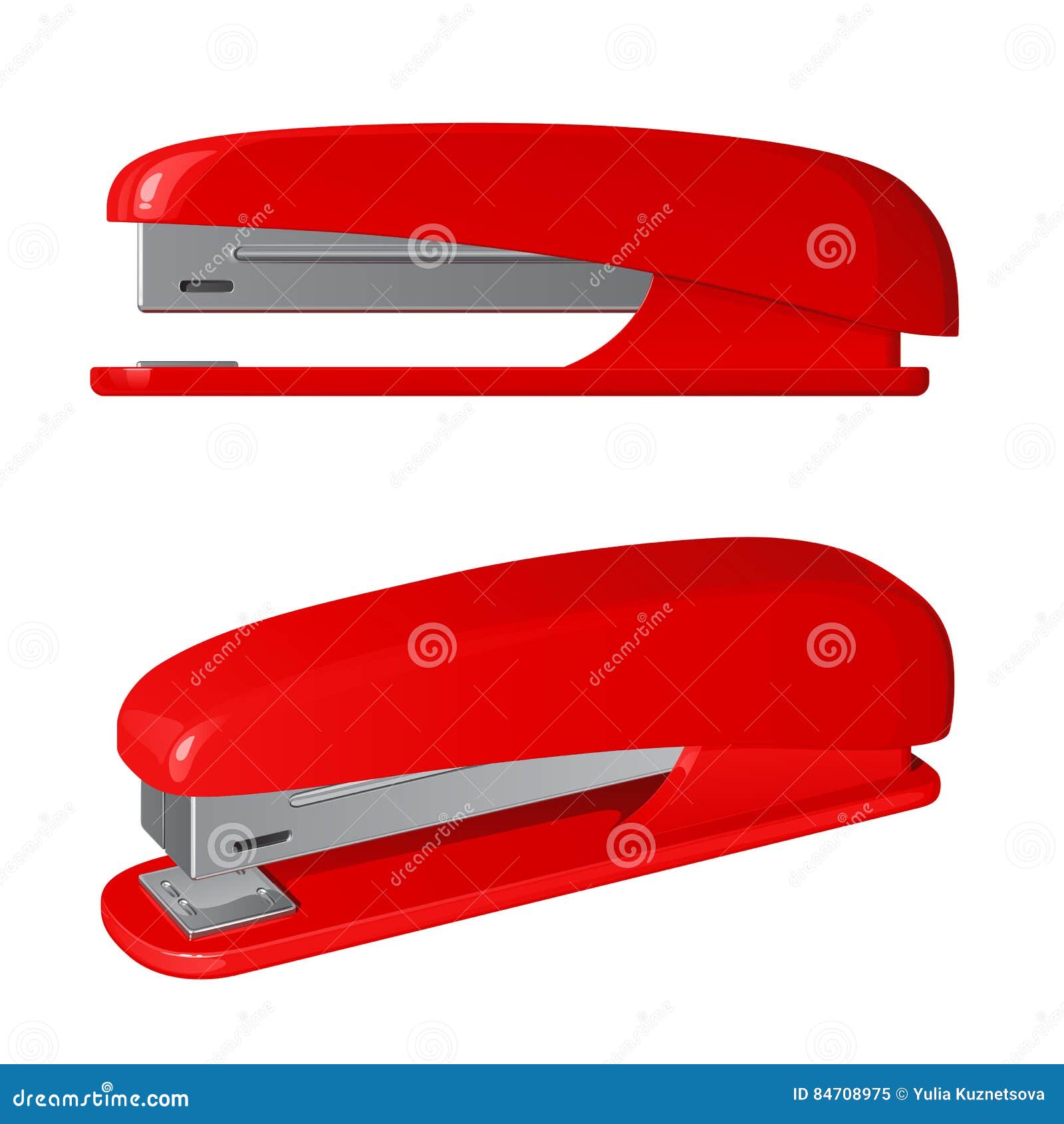 Red Plastic Stapler. Device For Fastening Sheets. Cartoon Vector ...