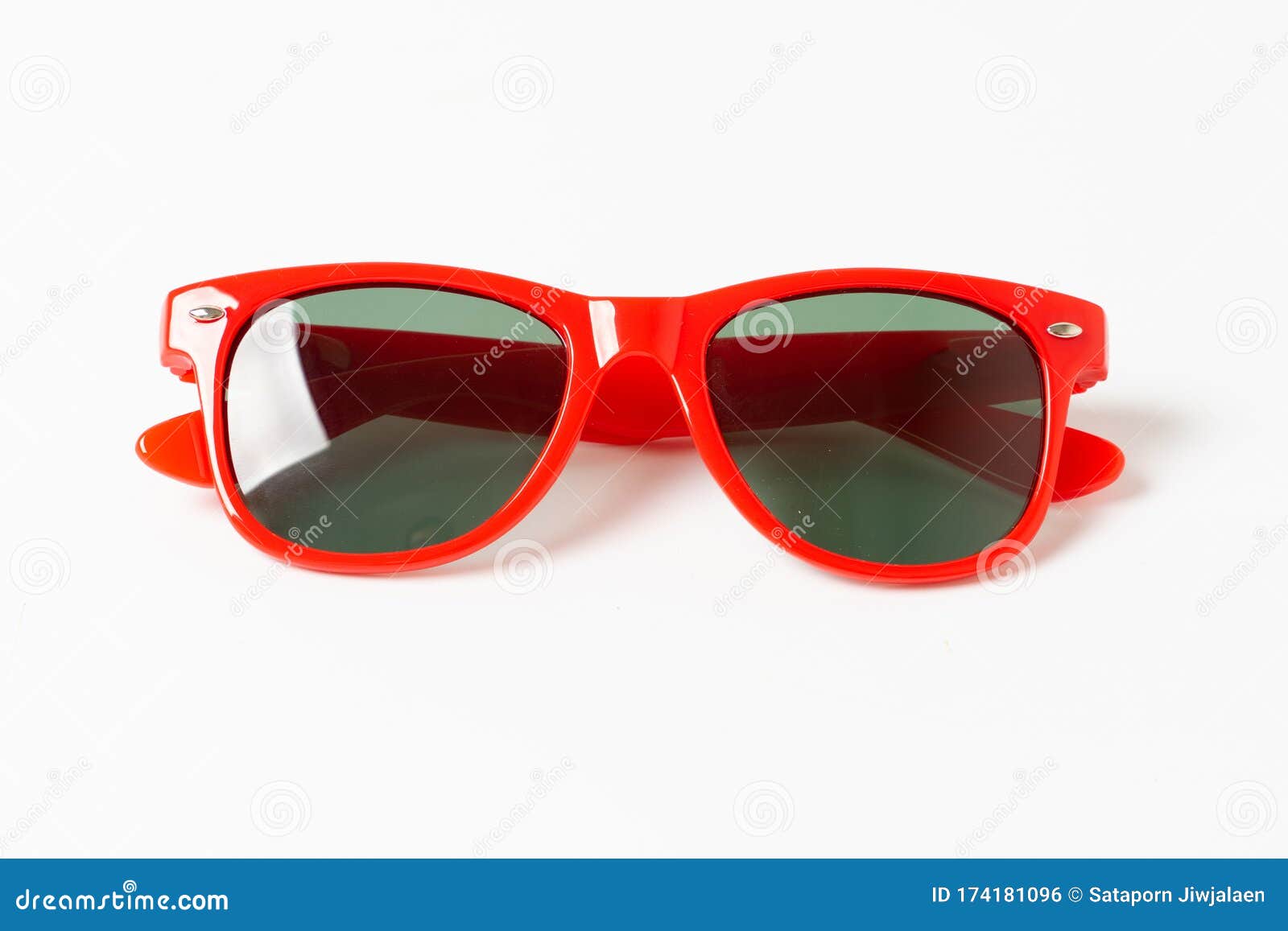 Red Plastic Sunglasses Isolated Stock Photo - Image of glasses, plastic ...