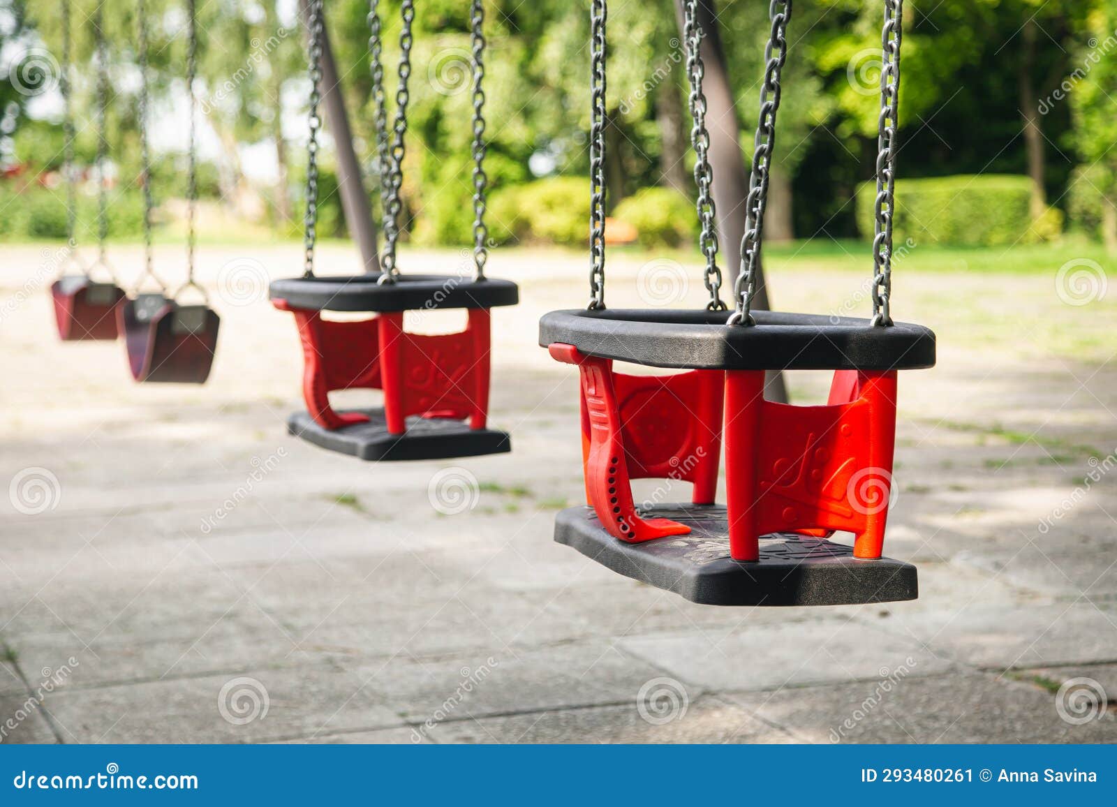 Plastic And Wet Swings In An Empty Playground During A Rainy Summer Day Royalty-Free Stock Photo ...