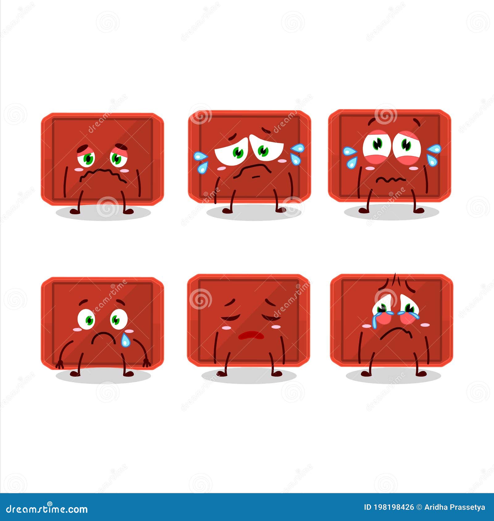 Red Plastic Tray Cartoon Character with Sad Expression Stock Vector ...