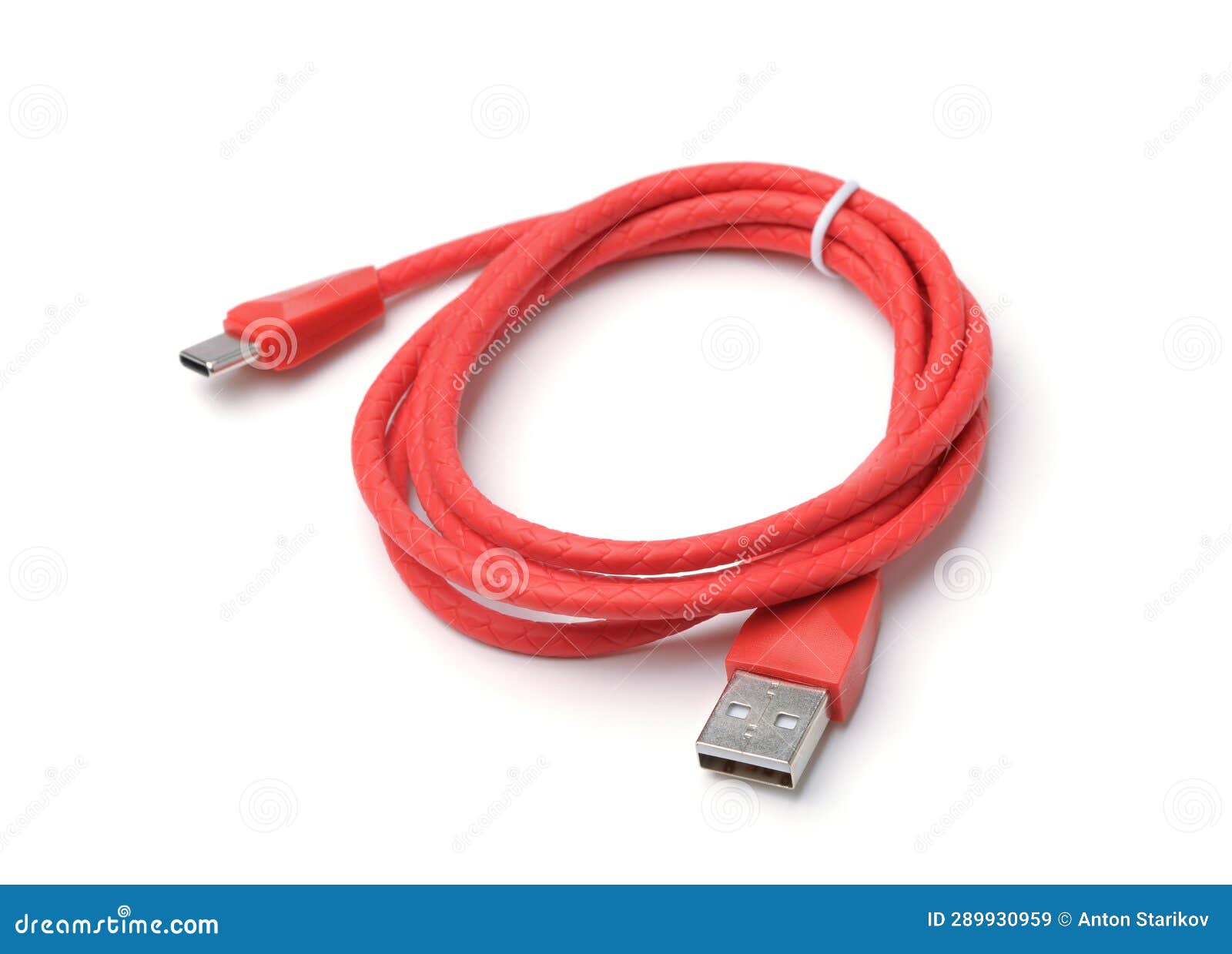 Red plastic USB cable stock image. Image of connector - 289930959