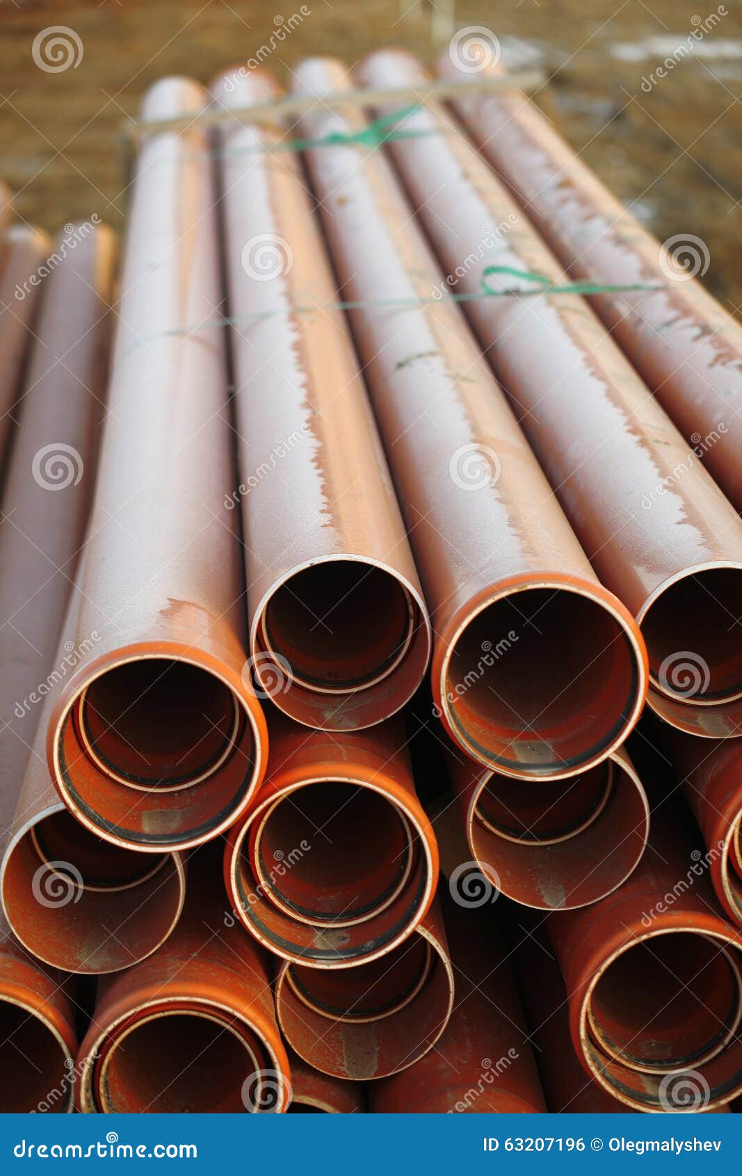 Red plastic water pipes stock photo. Image of plumbing - 63207196
