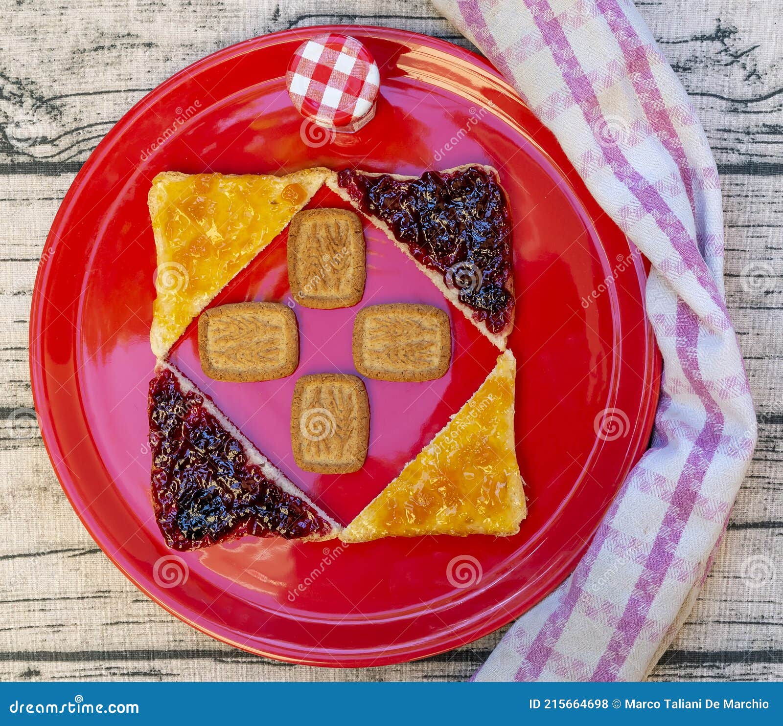 A Red Plate is Decorated with a Square Made of Triangular Slices of ...