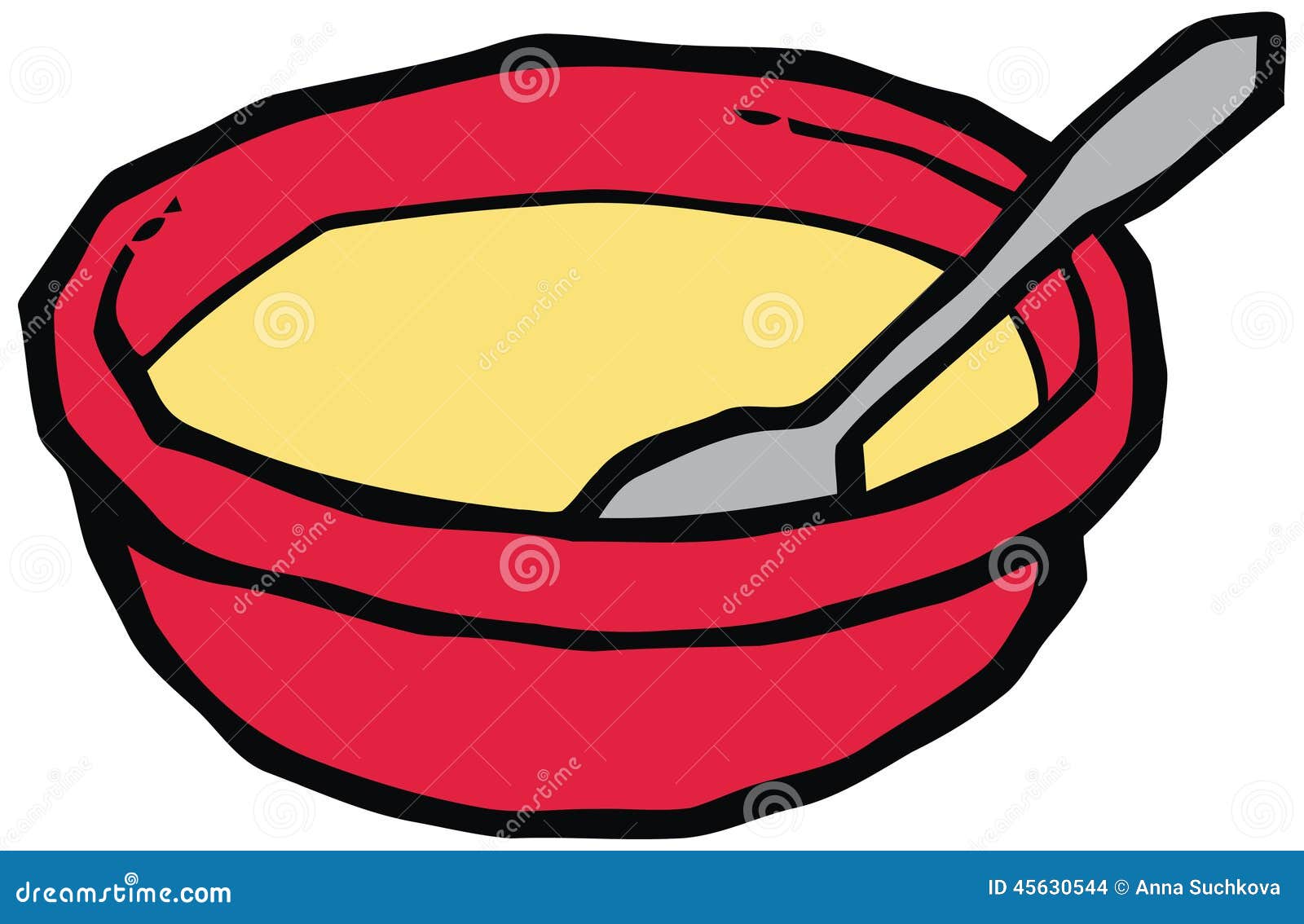 Red Plate with Spoon Vector Illustration Stock Vector - Illustration of ...