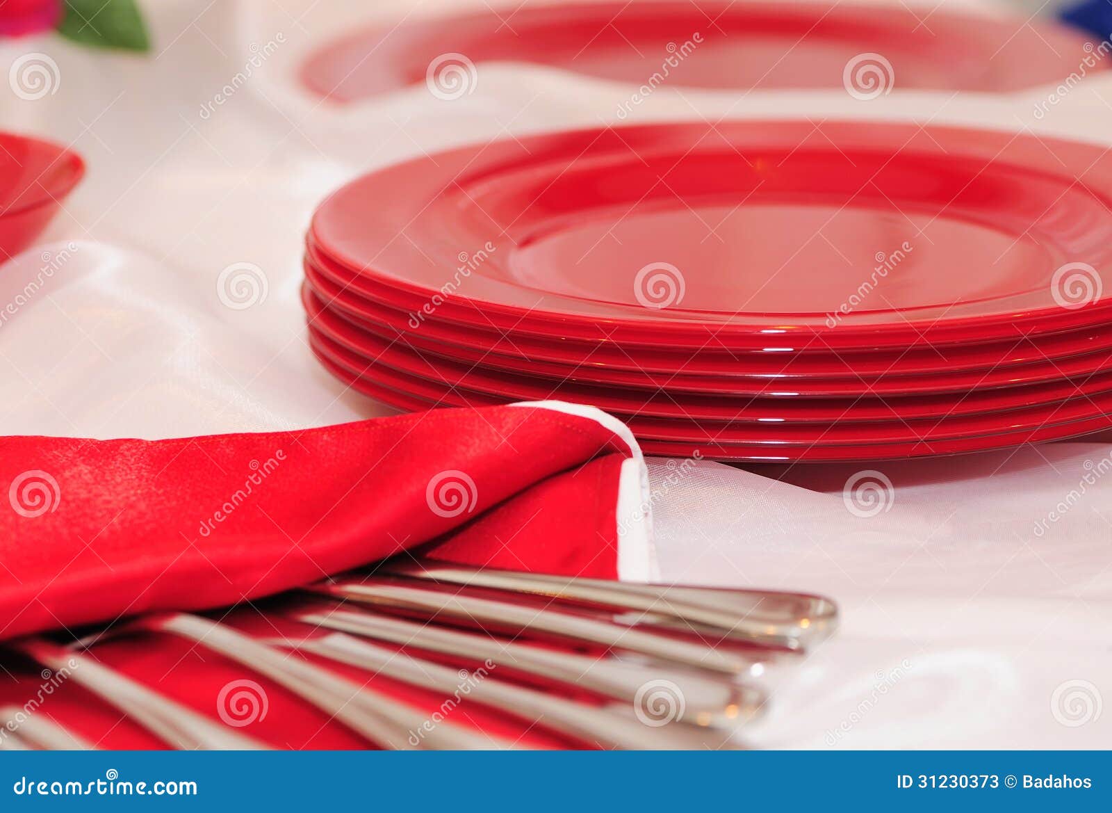 Red plates stock image. Image of decoration, dine, decor - 31230373