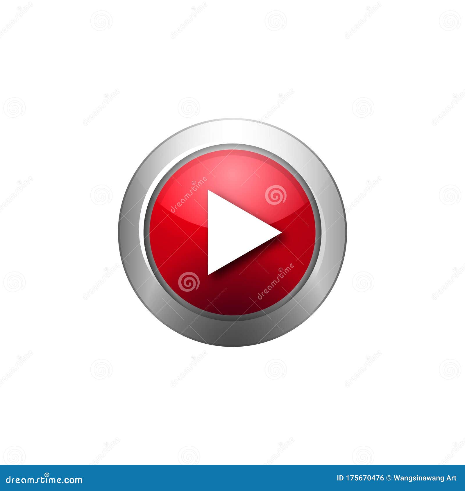 Red Play Button, Circle Style. Vector Illustration Stock Vector ...