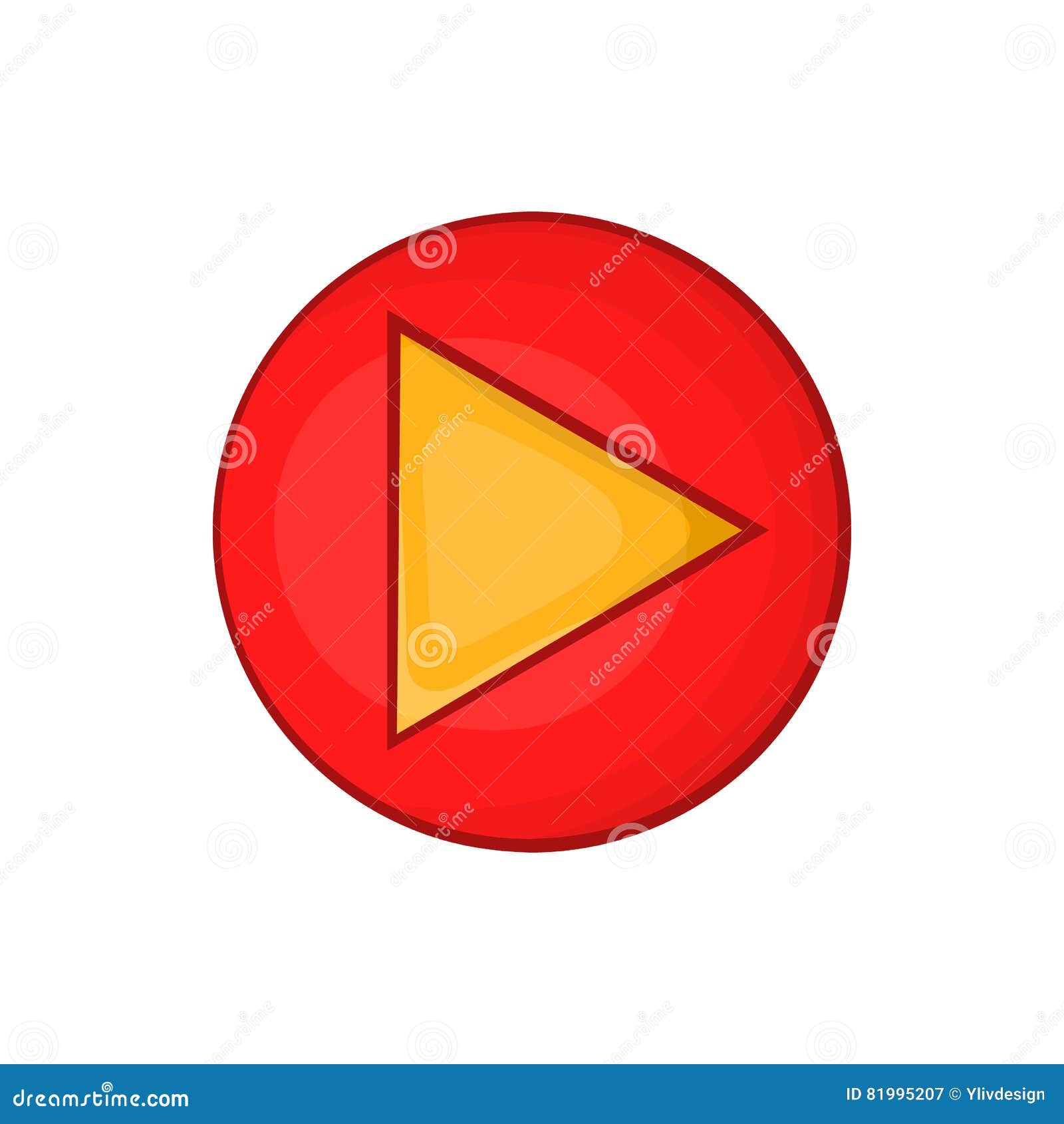 Red Play Button Icon in Cartoon Style Stock Vector - Illustration of ...
