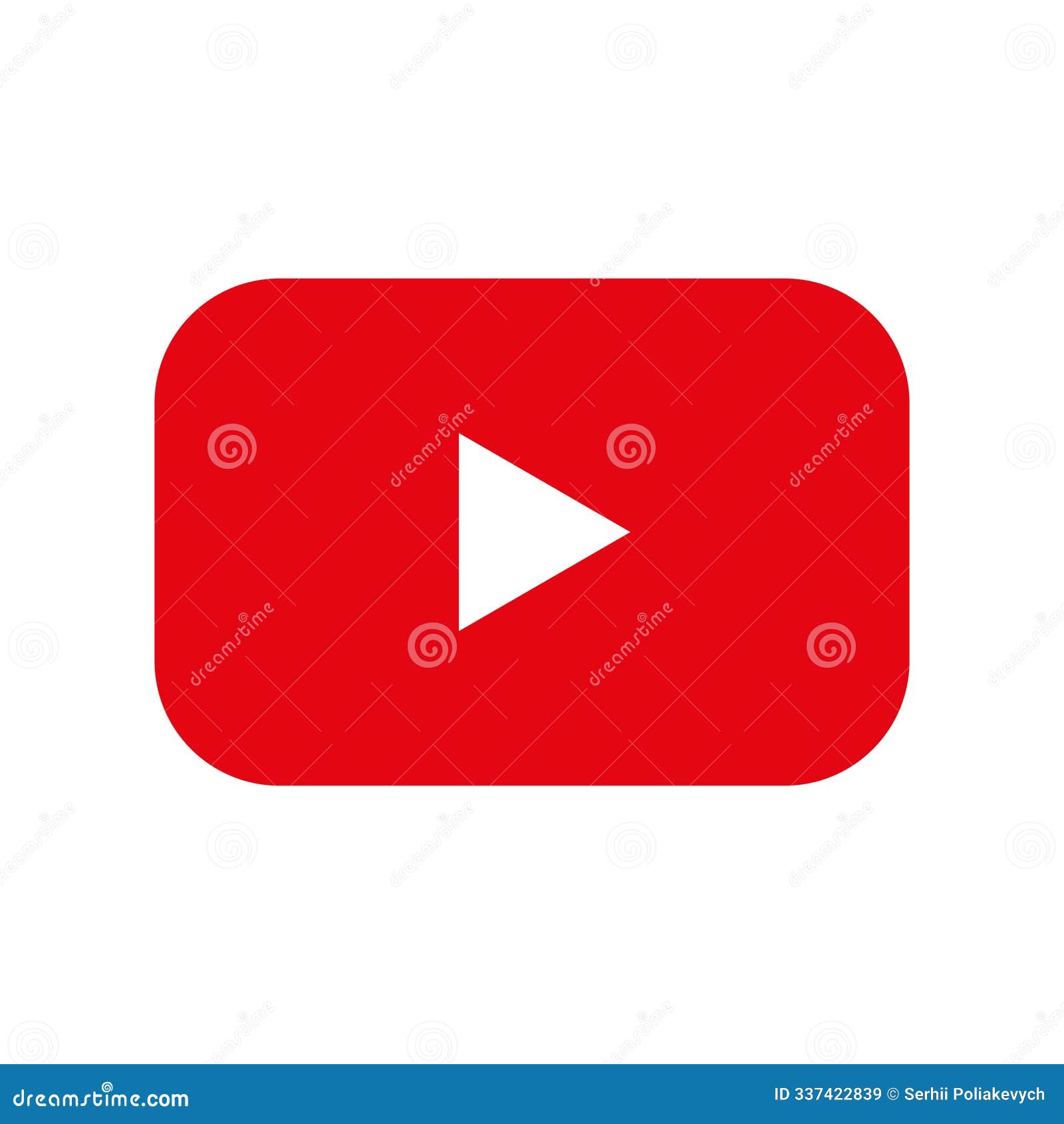 Red Play Button Icon. White Triangle Center. Bold Vector Shape. Digital ...