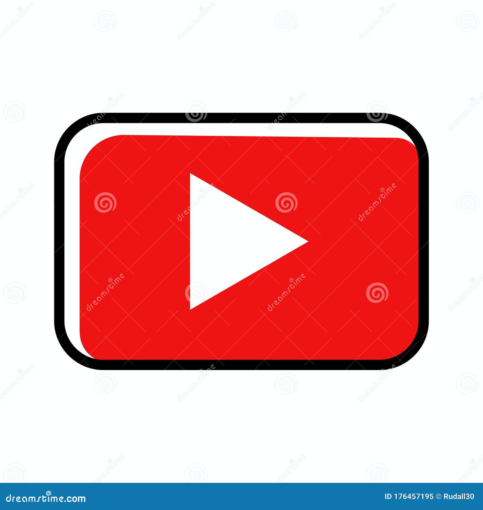 Red play icon stock vector. Illustration of line, white - 176457195