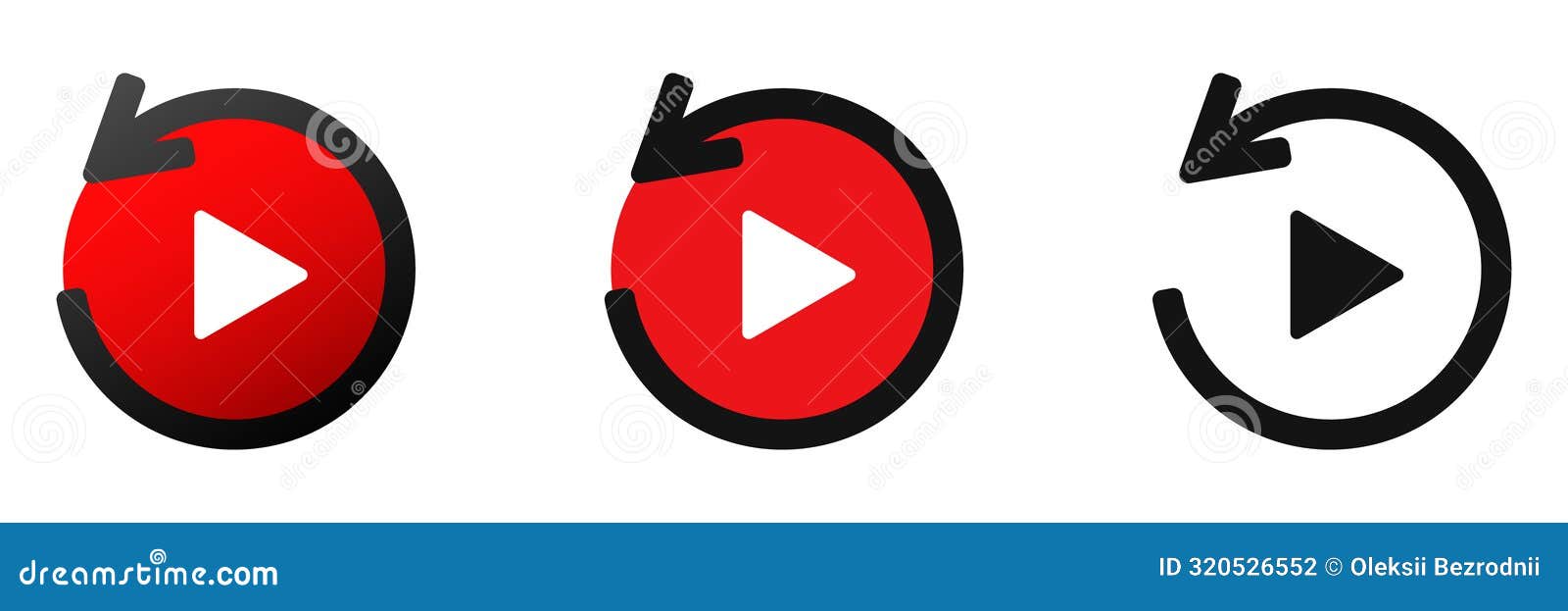 Red Play Rewind Button Icon. Play Button Logo In Red. Vector ...