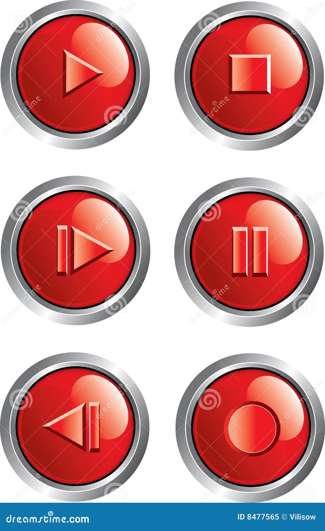 Red player buttons stock vector. Illustration of computer - 8477565