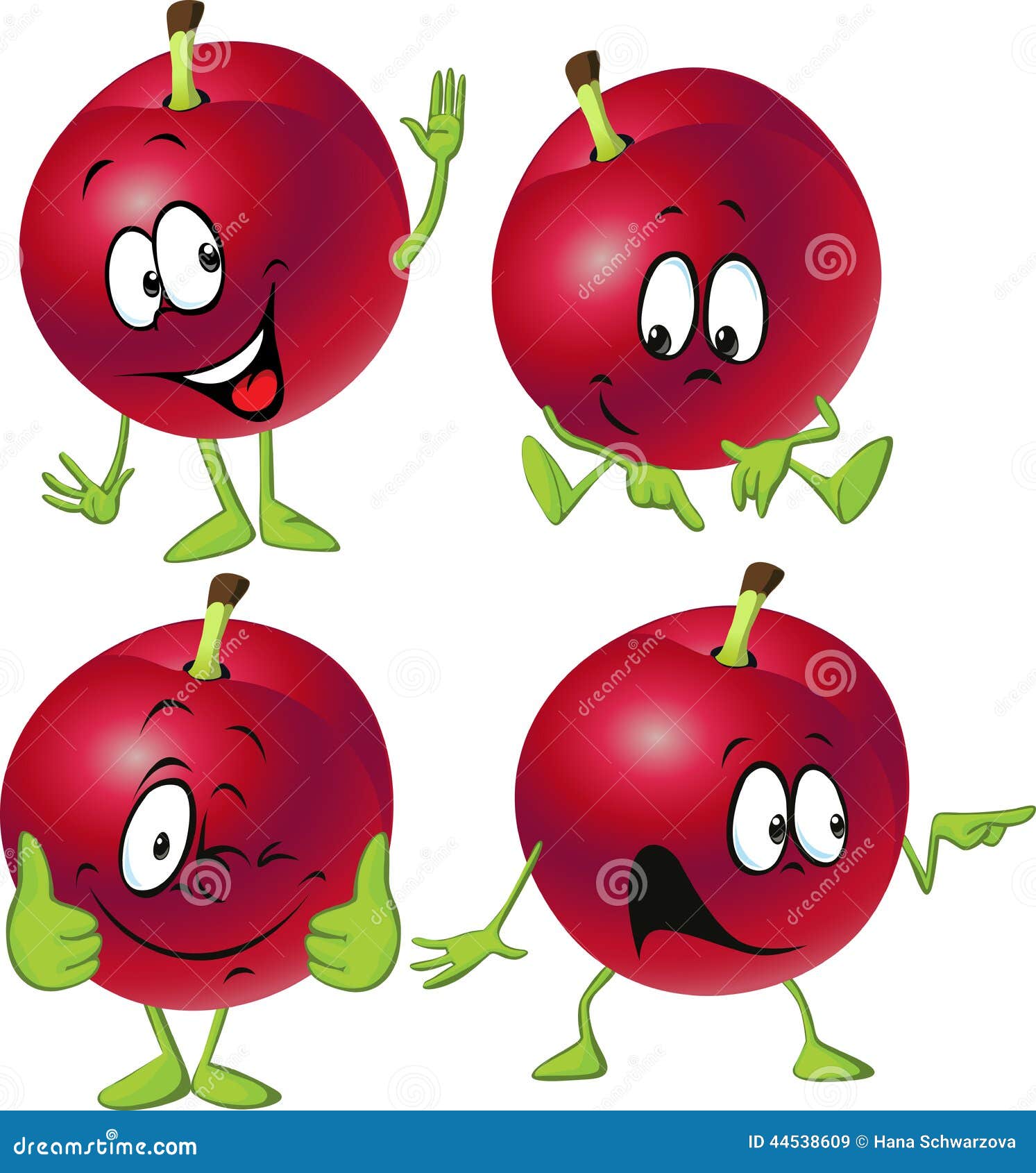 Red Plum Cartoon With Hands And Legs Standing Isolated Stock Vector ...