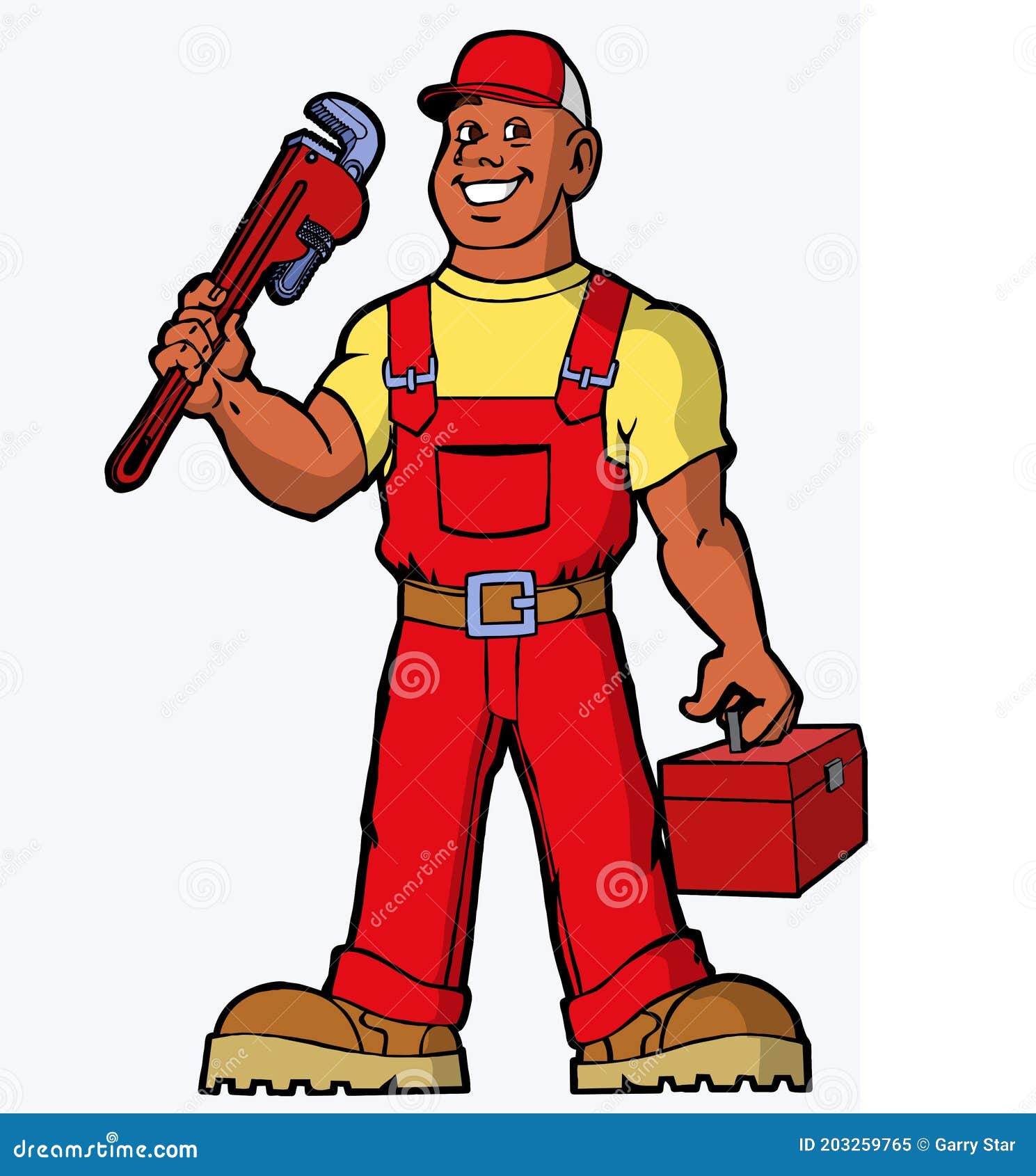 Cartoon Repair Man Worker And Safety Barrier Vector Illustration ...