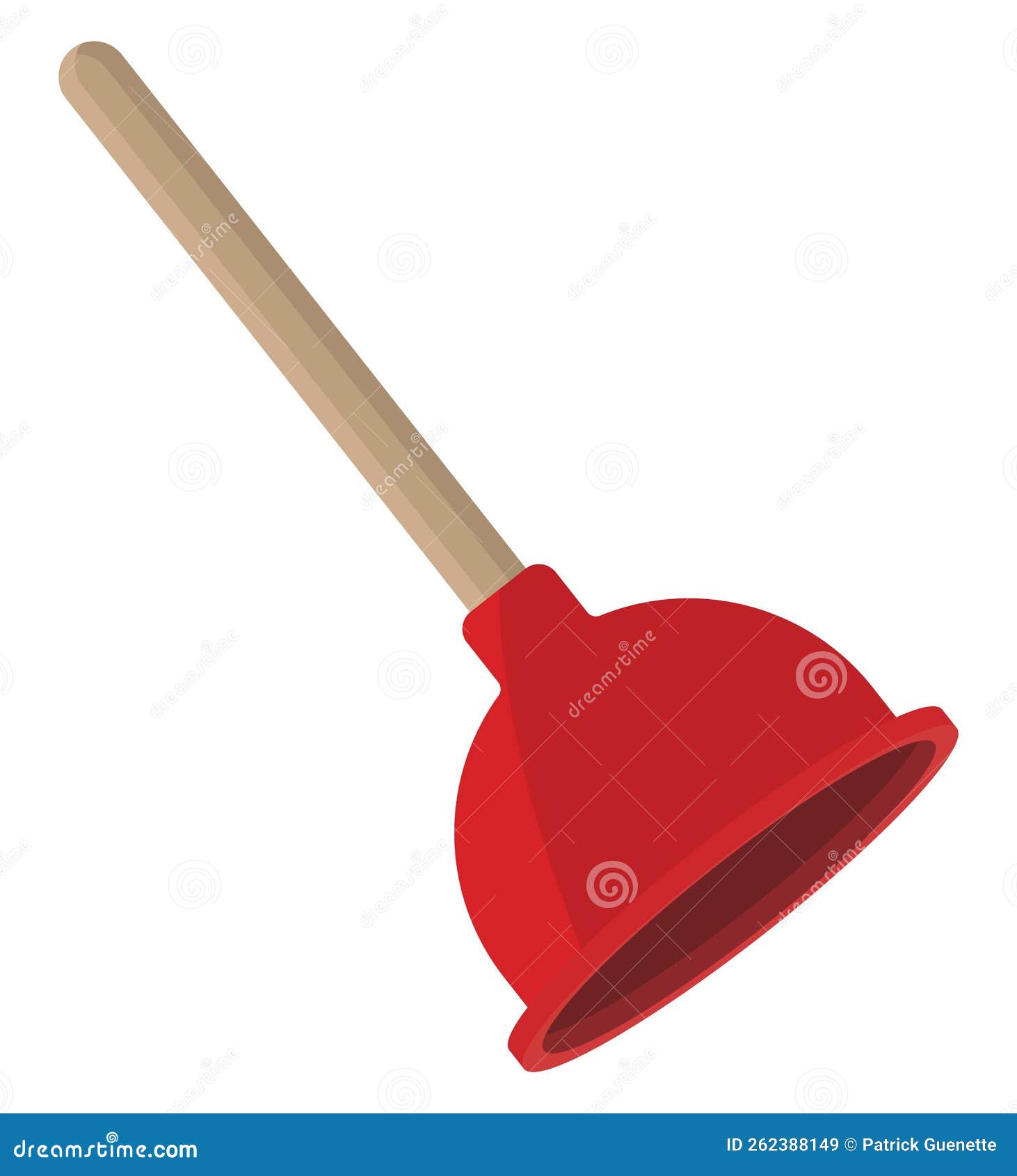 Red plunger, icon stock vector. Illustration of drain - 262388149