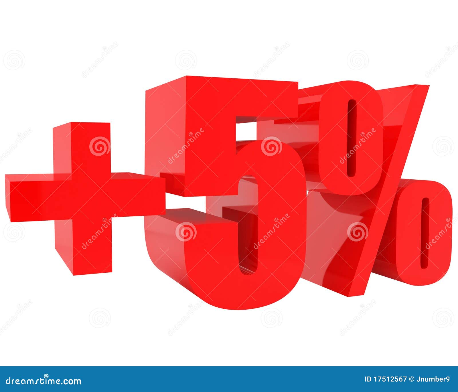 Red Plus Five Percents 3d Text Isolated Stock Illustration ...