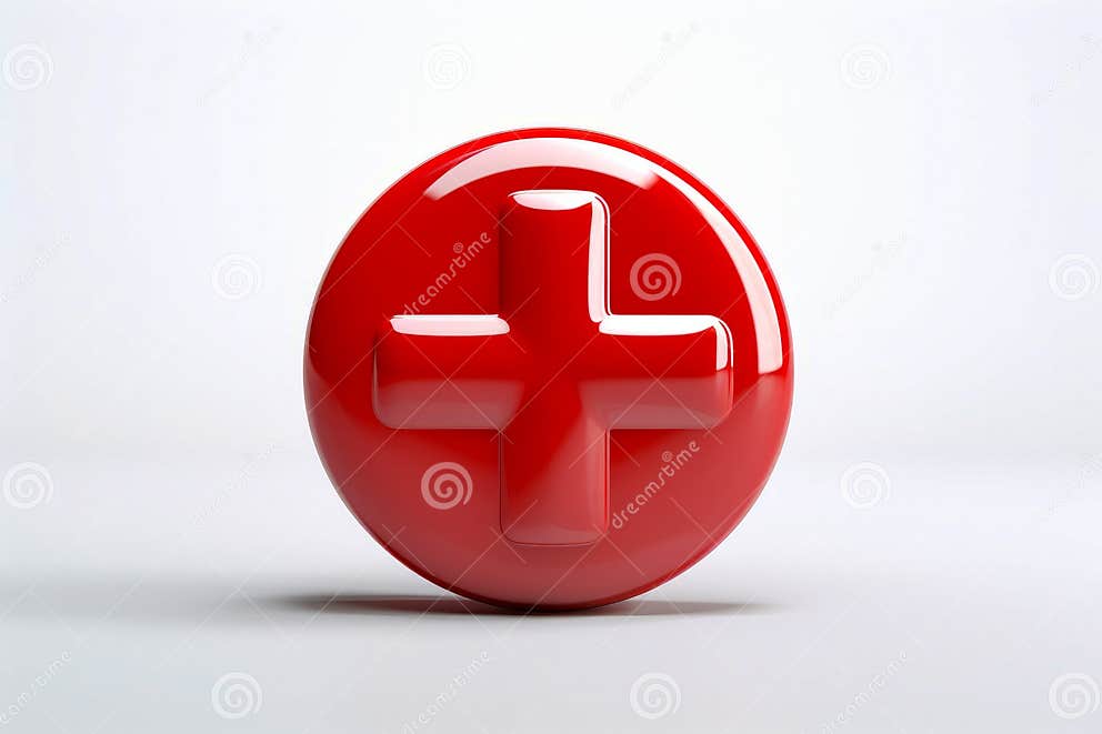 Red Plus Sign Sitting on Top of White Surface. Generative AI Stock ...