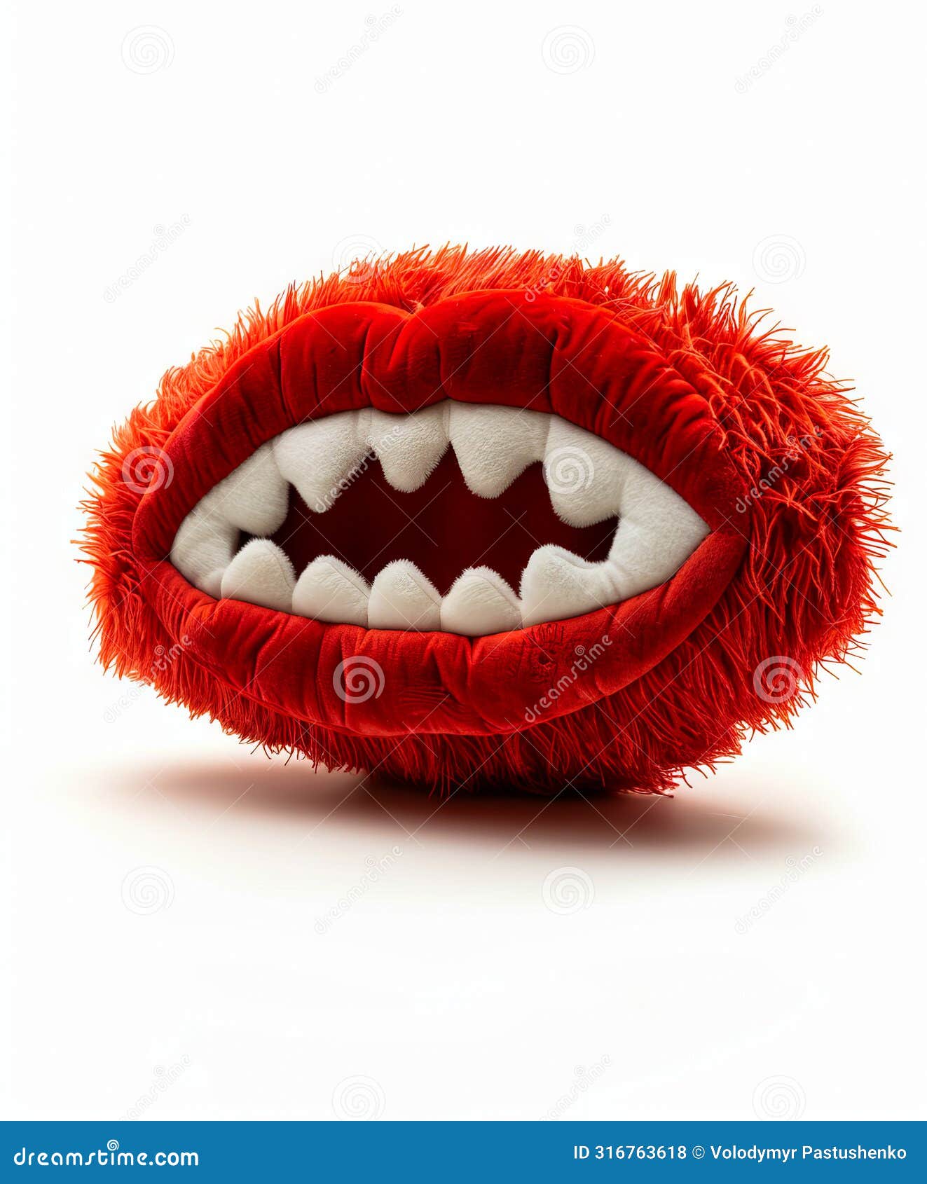 A Red Plush Monster with Teeth and a Mouth Stock Photo - Image of tooth ...