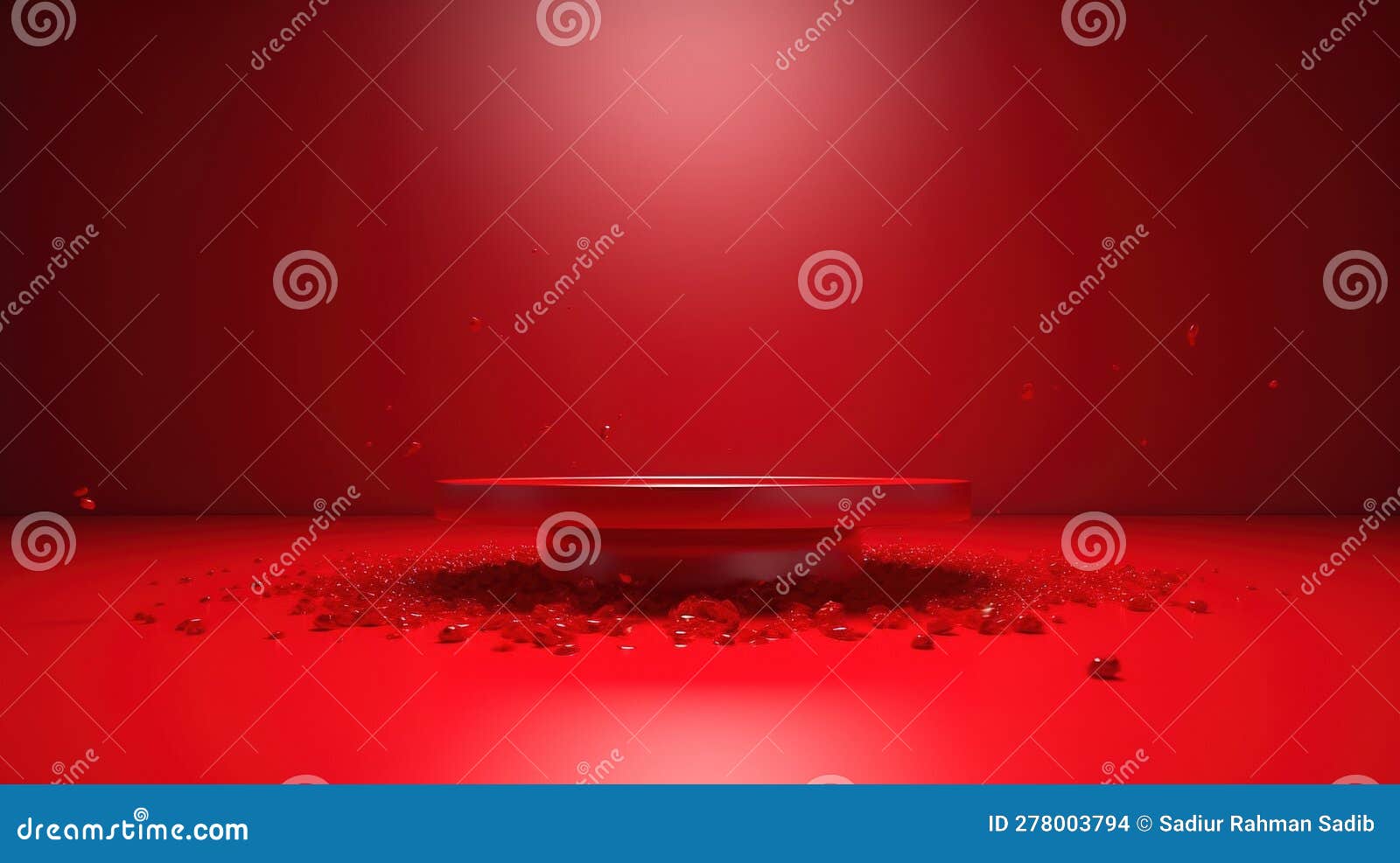 Red Podium in the Red Studio Room. Modern Display Podium Stand Stock ...