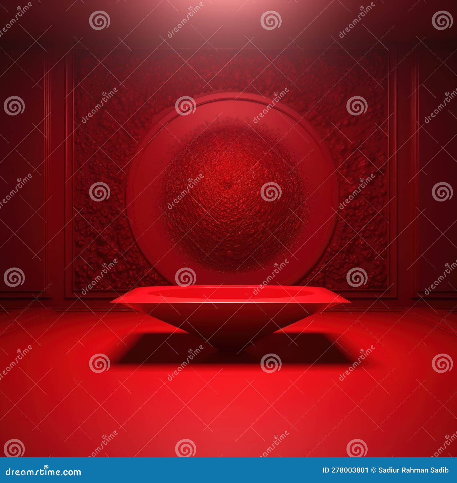 Red Podium in the Red Studio Room. Modern Display Podium Stand Stock ...