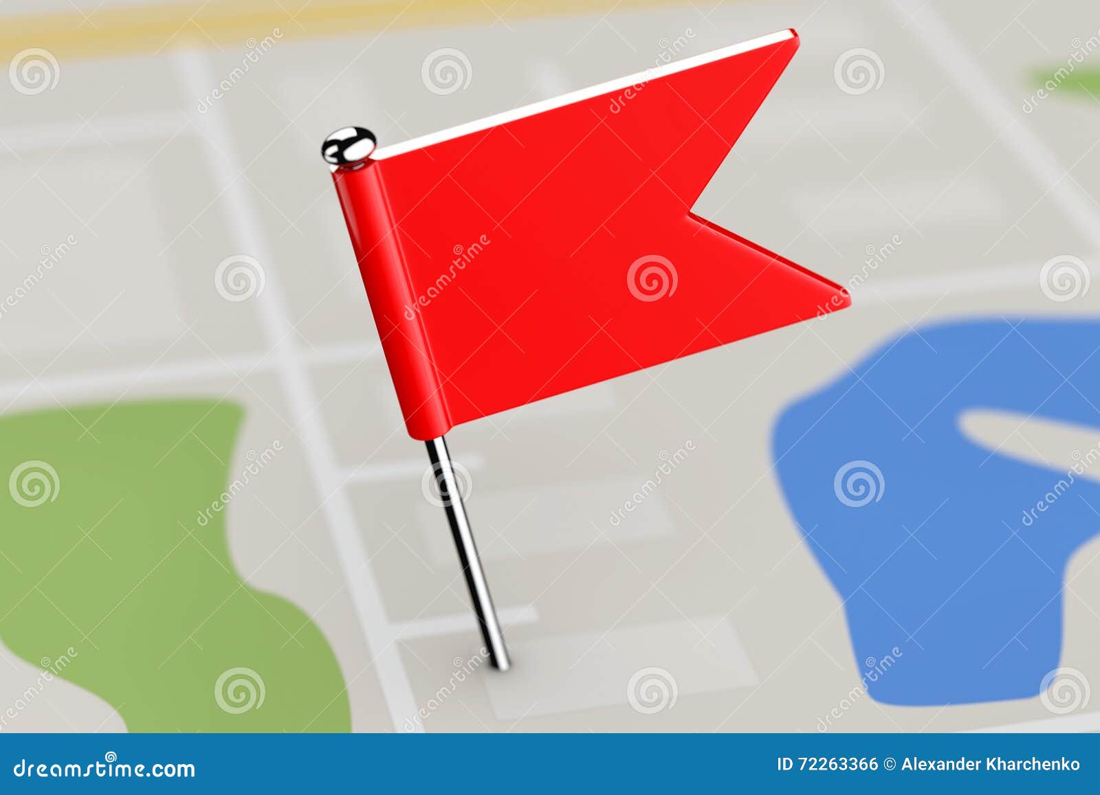 Red Pointer Flag on Map Background. 3d Rendering Stock Illustration ...