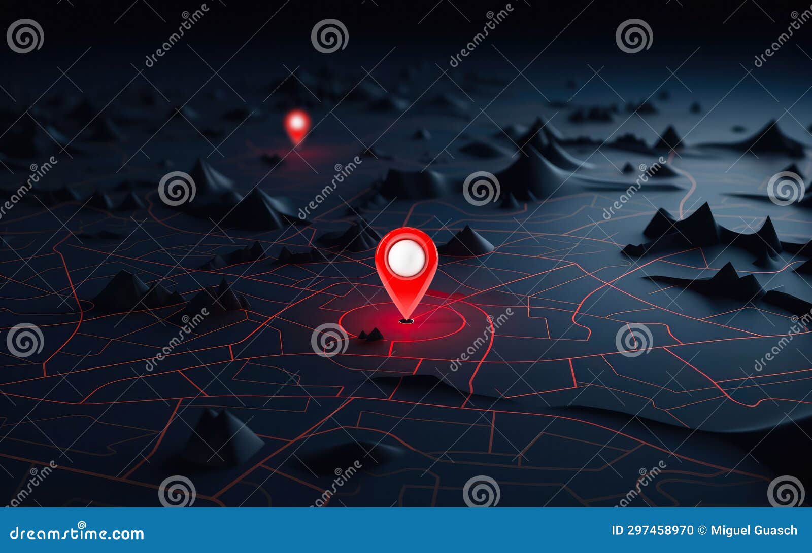 Red Pointer Location on a Map Stock Illustration - Illustration of ...
