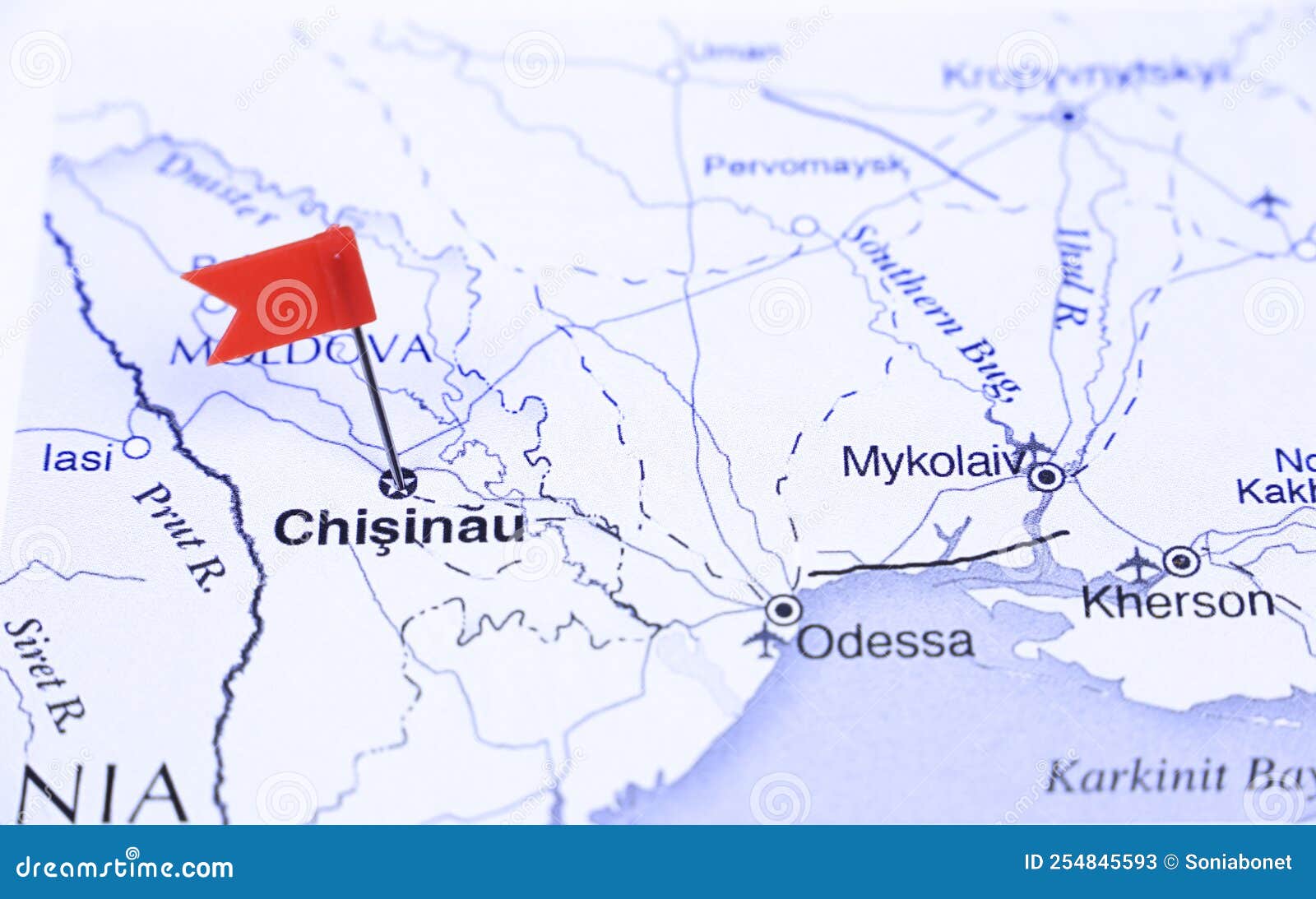 Red Pointing Flags on Chisinau City on Map Stock Image - Image of city ...