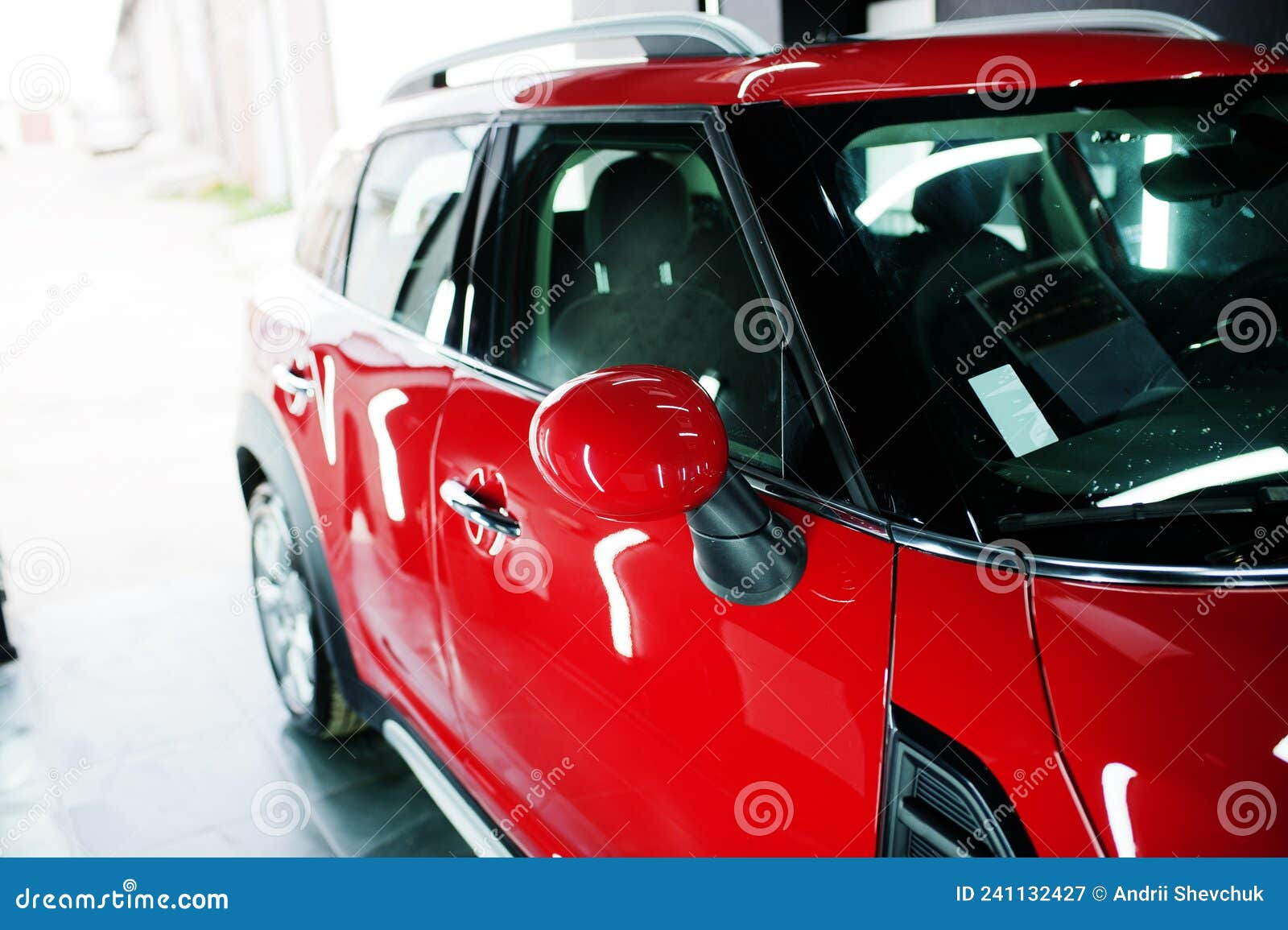 Red Polished Car in Professional Detailing Garage Stock Image - Image ...
