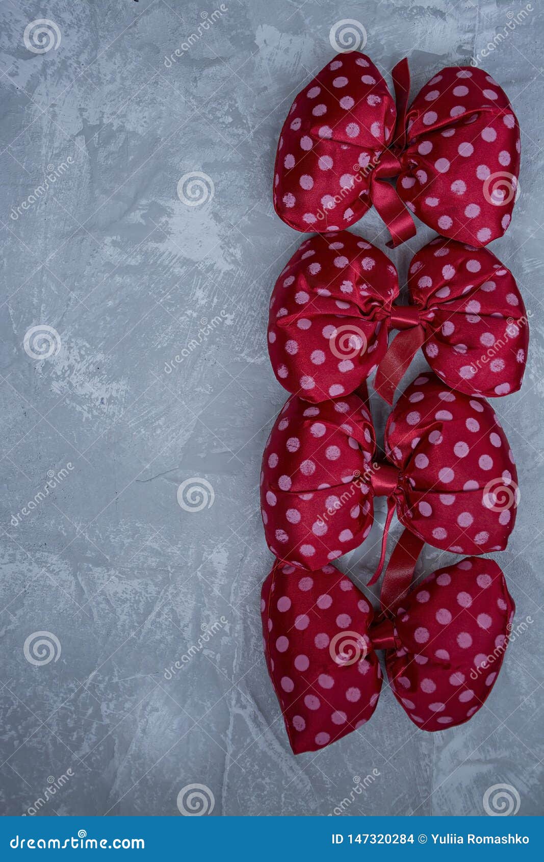 Red Polka Dot Bows. Plush Bow a Toy. Light Background Under the ...