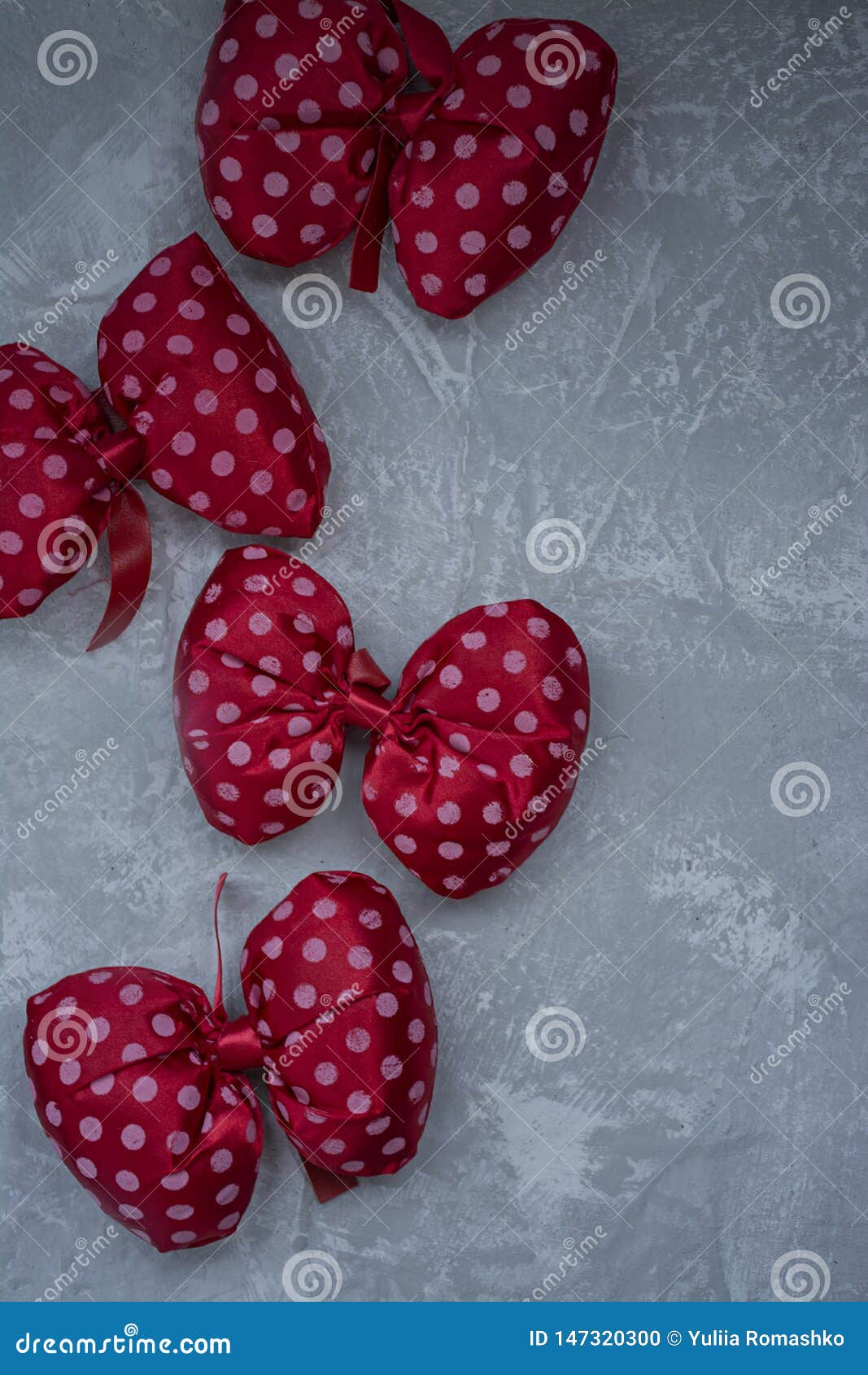 Red Polka Dot Bows. Plush Bow a Toy. Light Background Under the ...