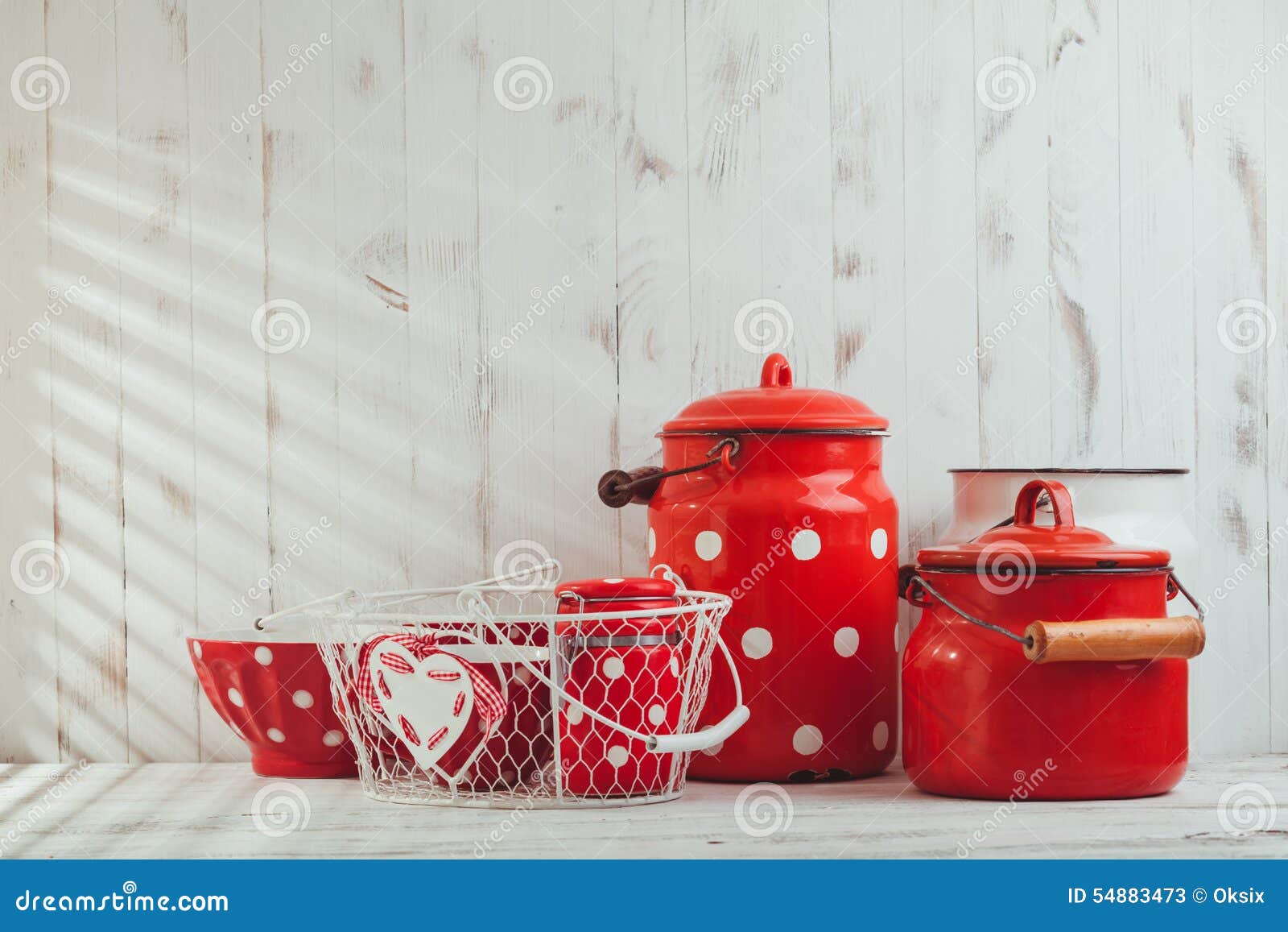 Red polka dot utensils stock image. Image of decor, household - 54883473