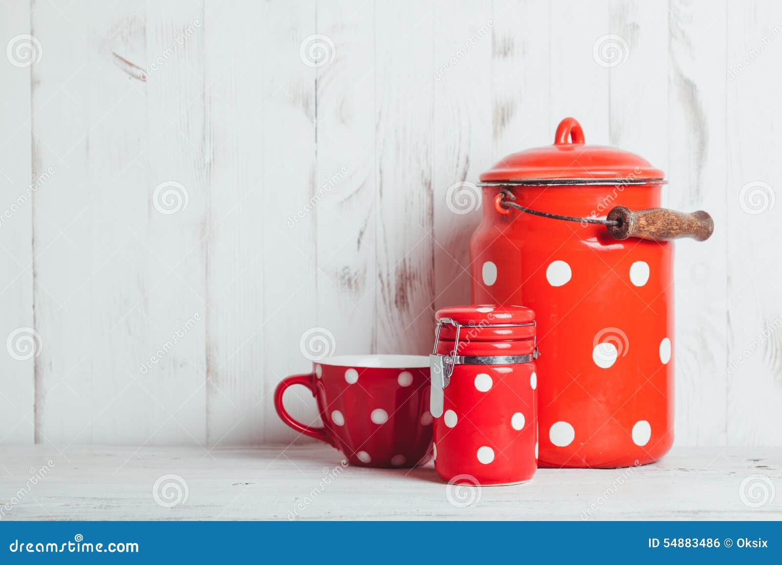 Red polka dot utensils stock photo. Image of decor, empty - 54883486