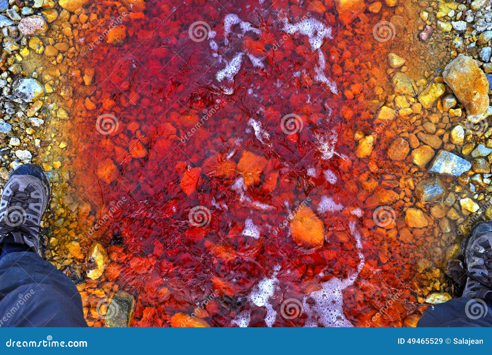Red Polluted Water Stream in Geamana, Romania Stock Image - Image of ...