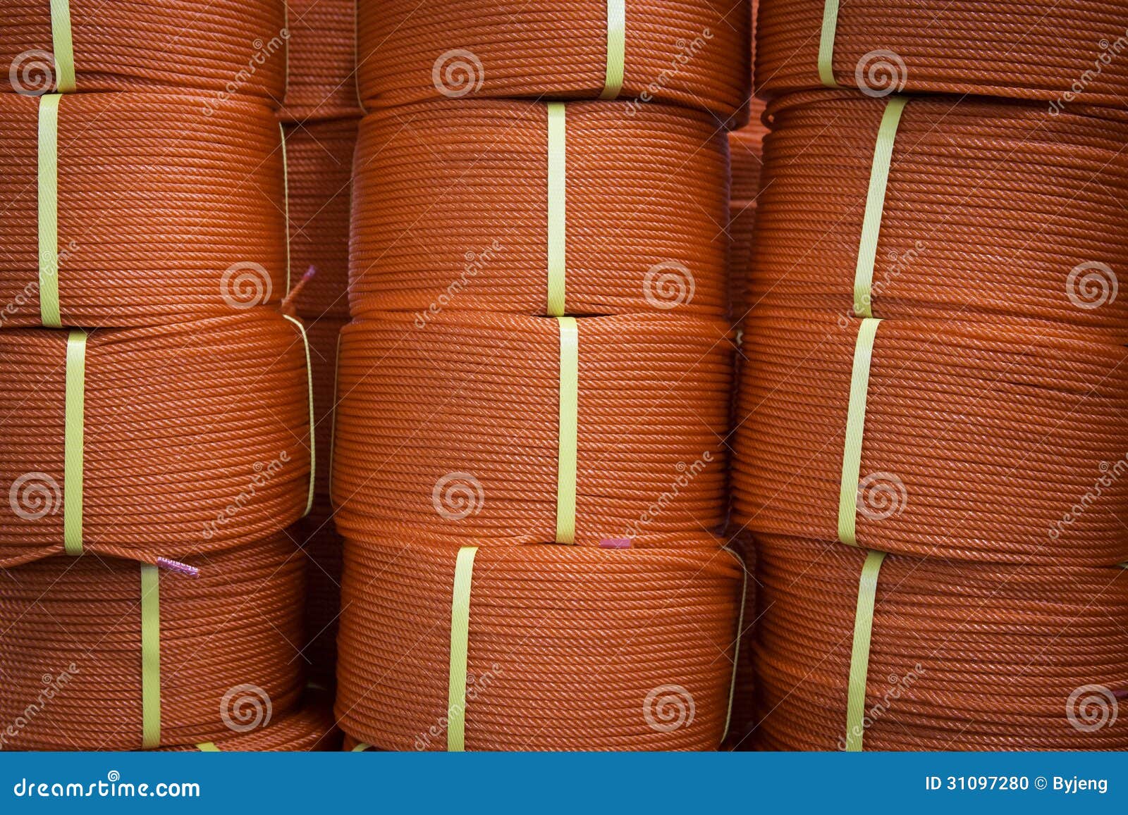 Red polyester ropes stock photo. Image of blue, macro - 31097280