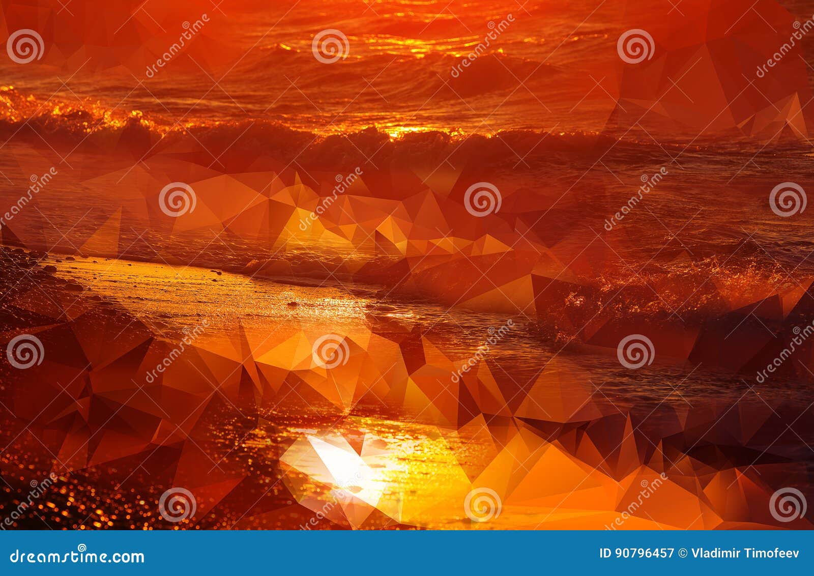 Red Polygon Pattern. Hexagon Background of the Bright Red Sunset among ...