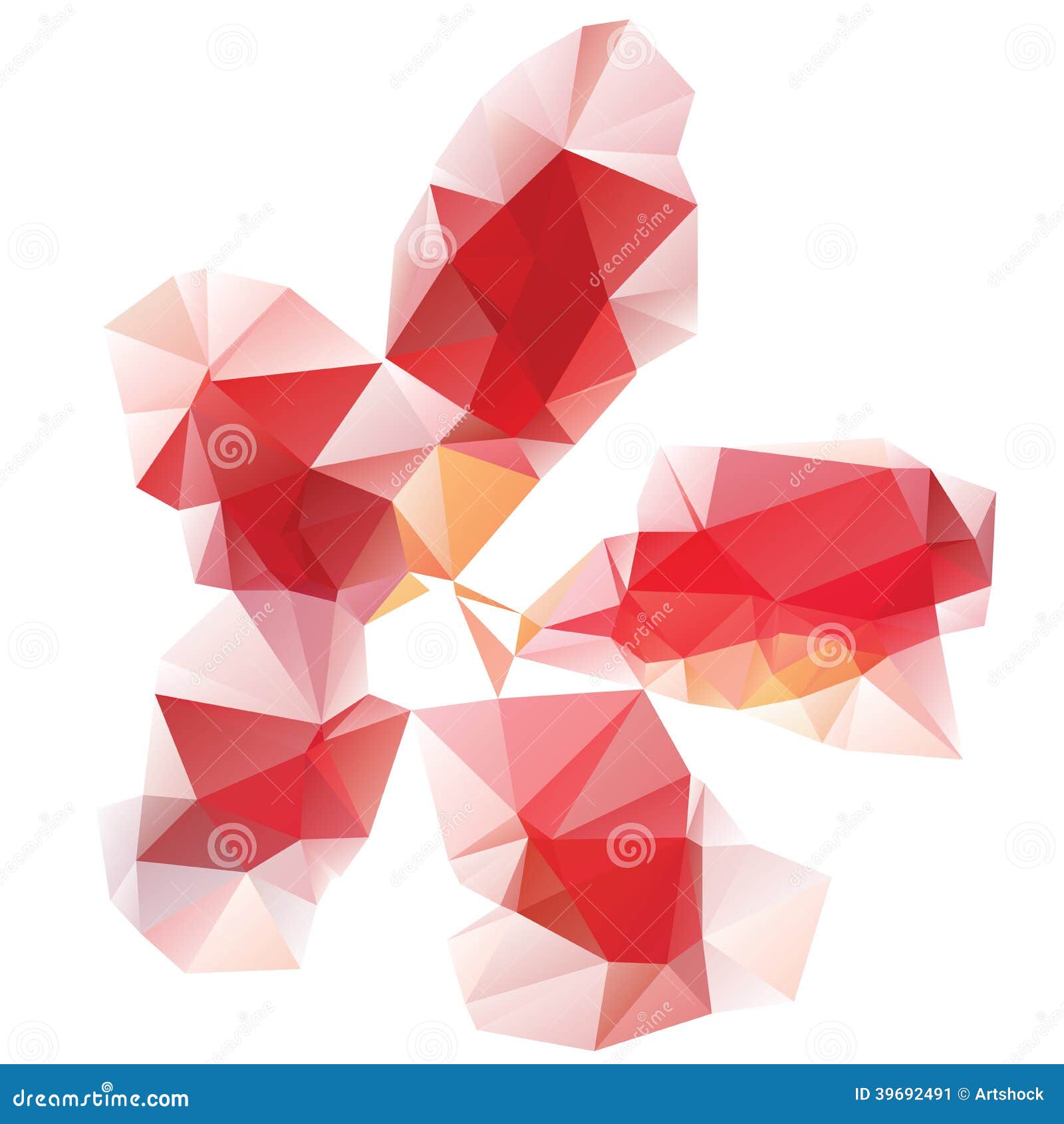 Red Polygonal Flower stock vector. Illustration of pixelated - 39692491