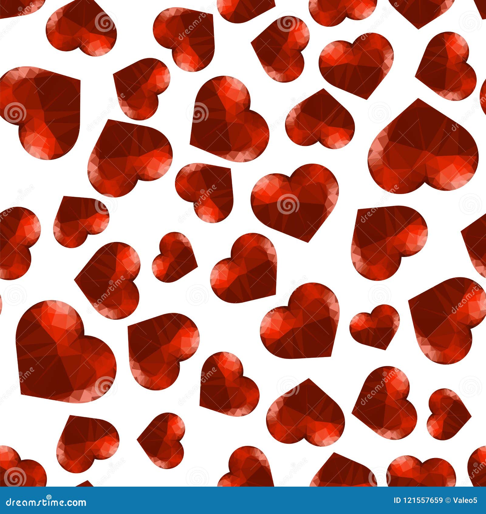 Red Polygonal Heart Random Seamless Pattern Stock Vector - Illustration ...