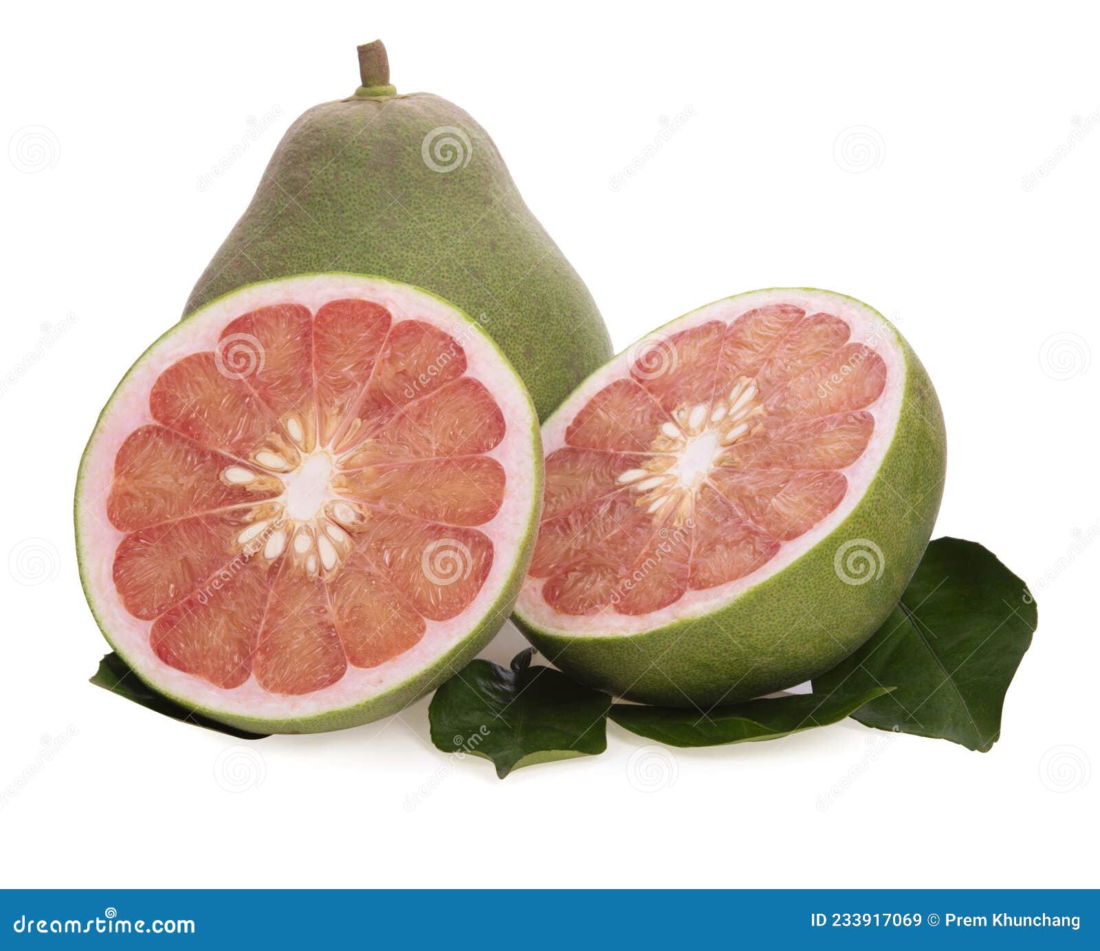 Red Pomelo Citrus Fruit with Leaves on White Background Stock Image ...