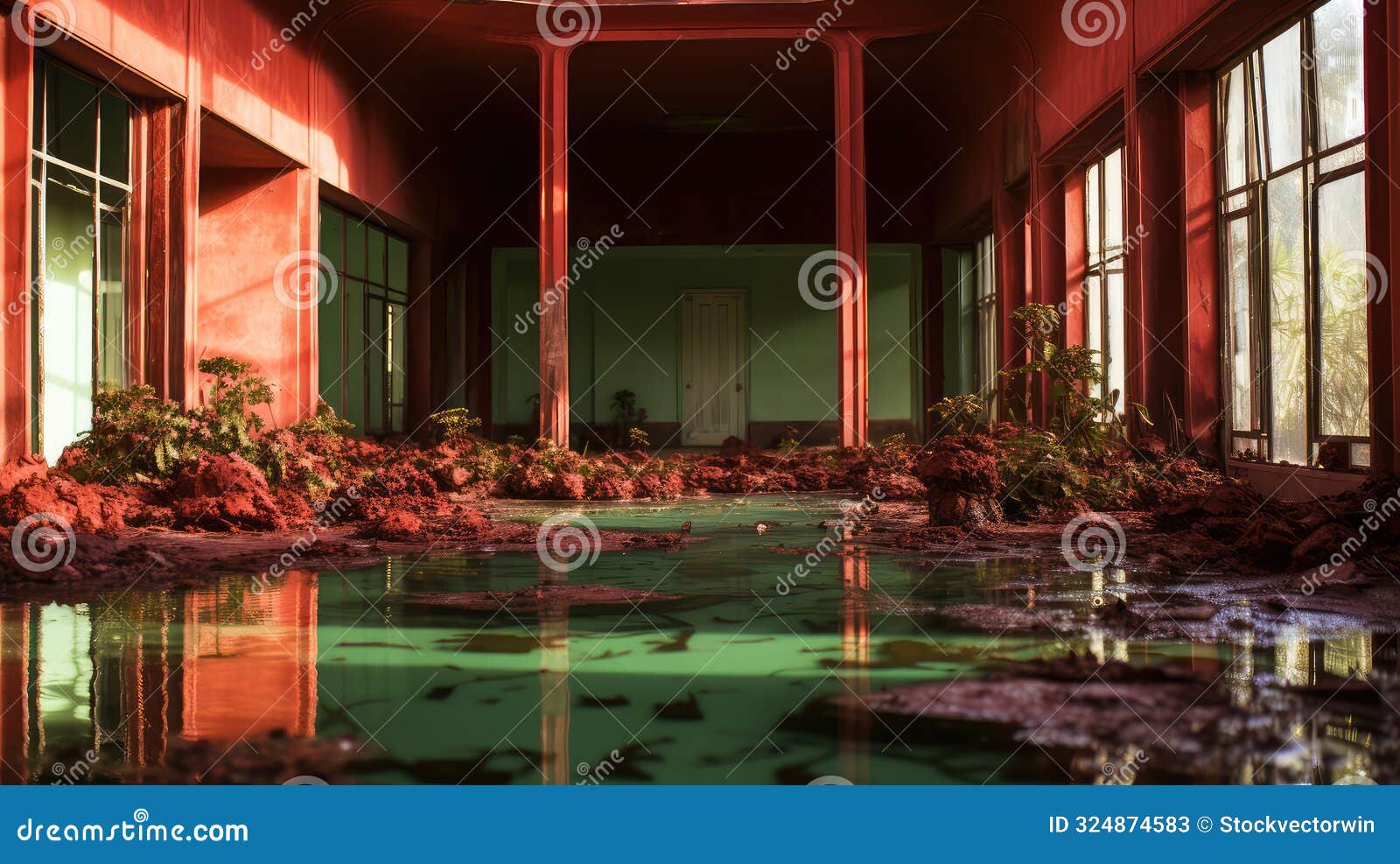 Red pool algae stock illustration. Illustration of surface - 324874583