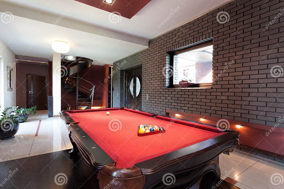 Red pool table stock image. Image of ornament, hall, penthouse - 36480811