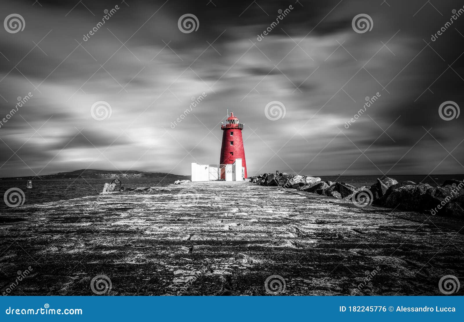 The Red Poolbeg Lighthouse in Dublin Port Stock Photo - Image of ...