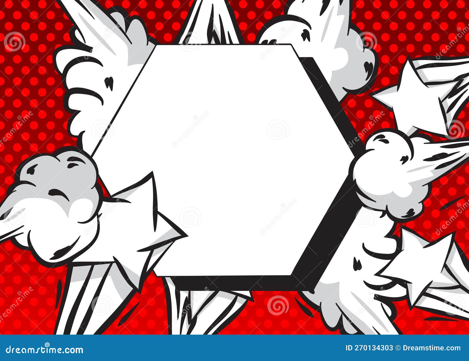 Red Pop Art Background with Blank Hexagonal Shape. Stock Vector ...