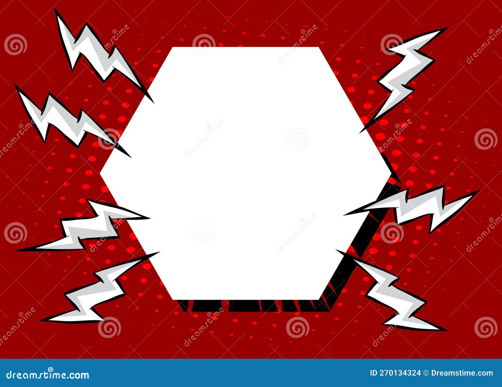 Red Pop Art Background with Blank Hexagonal Shape. Stock Vector ...