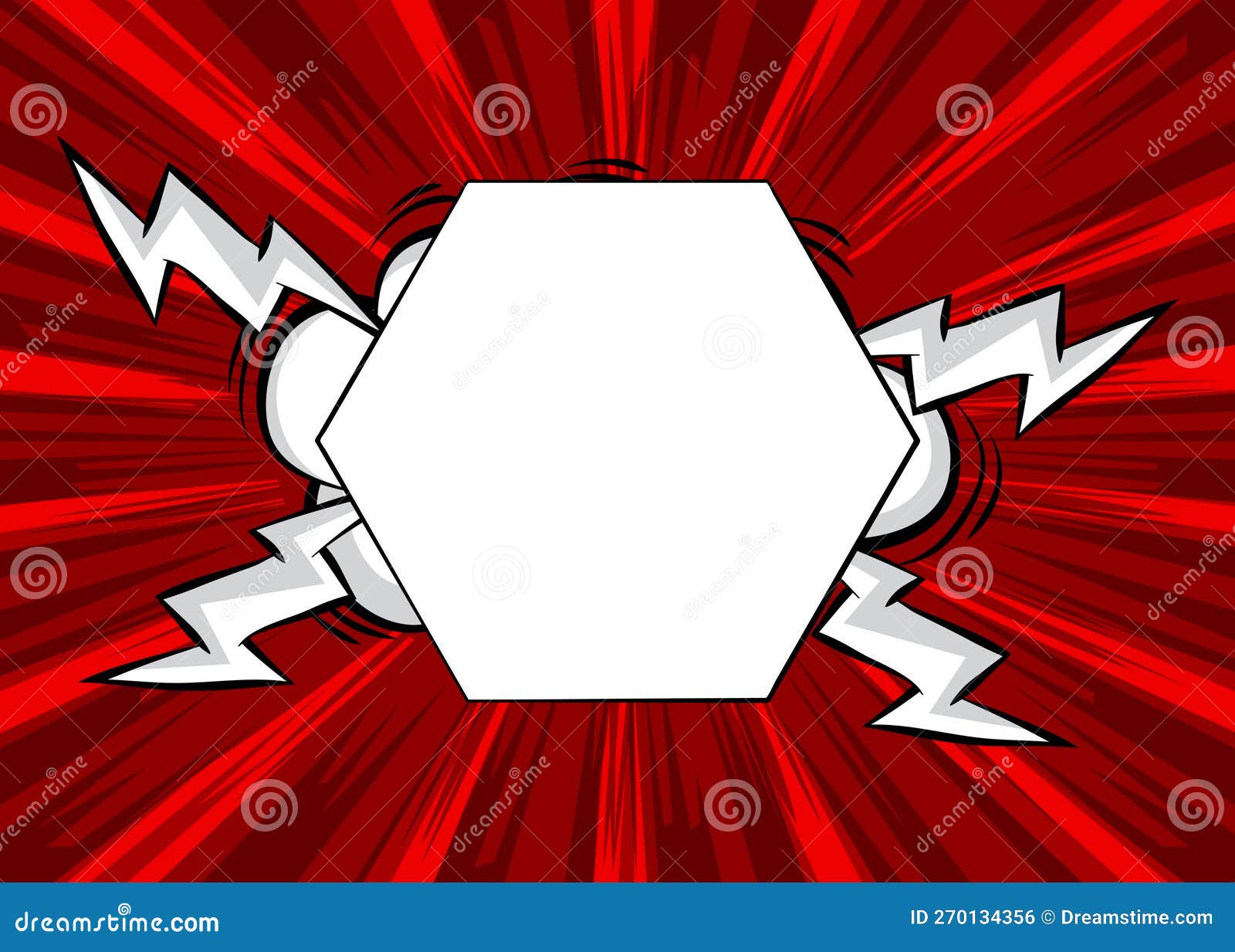 Red Pop Art Background with Blank Hexagonal Shape. Stock Vector ...