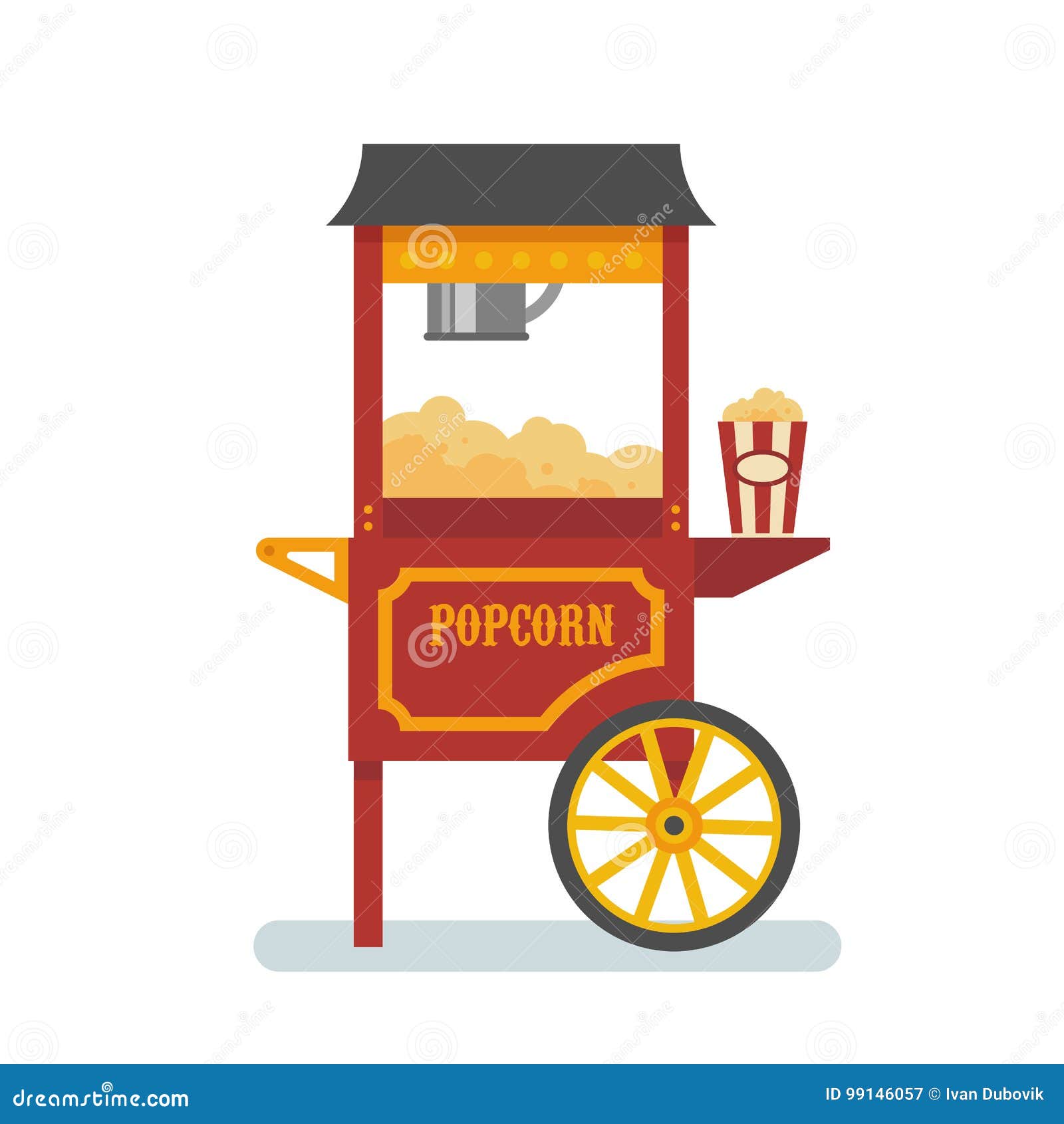 Popcorn Machine Flat Illustration Stock Vector - Illustration of ...