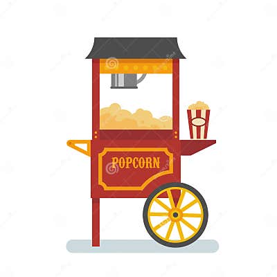 Popcorn Machine Flat Illustration Stock Vector - Illustration of ...